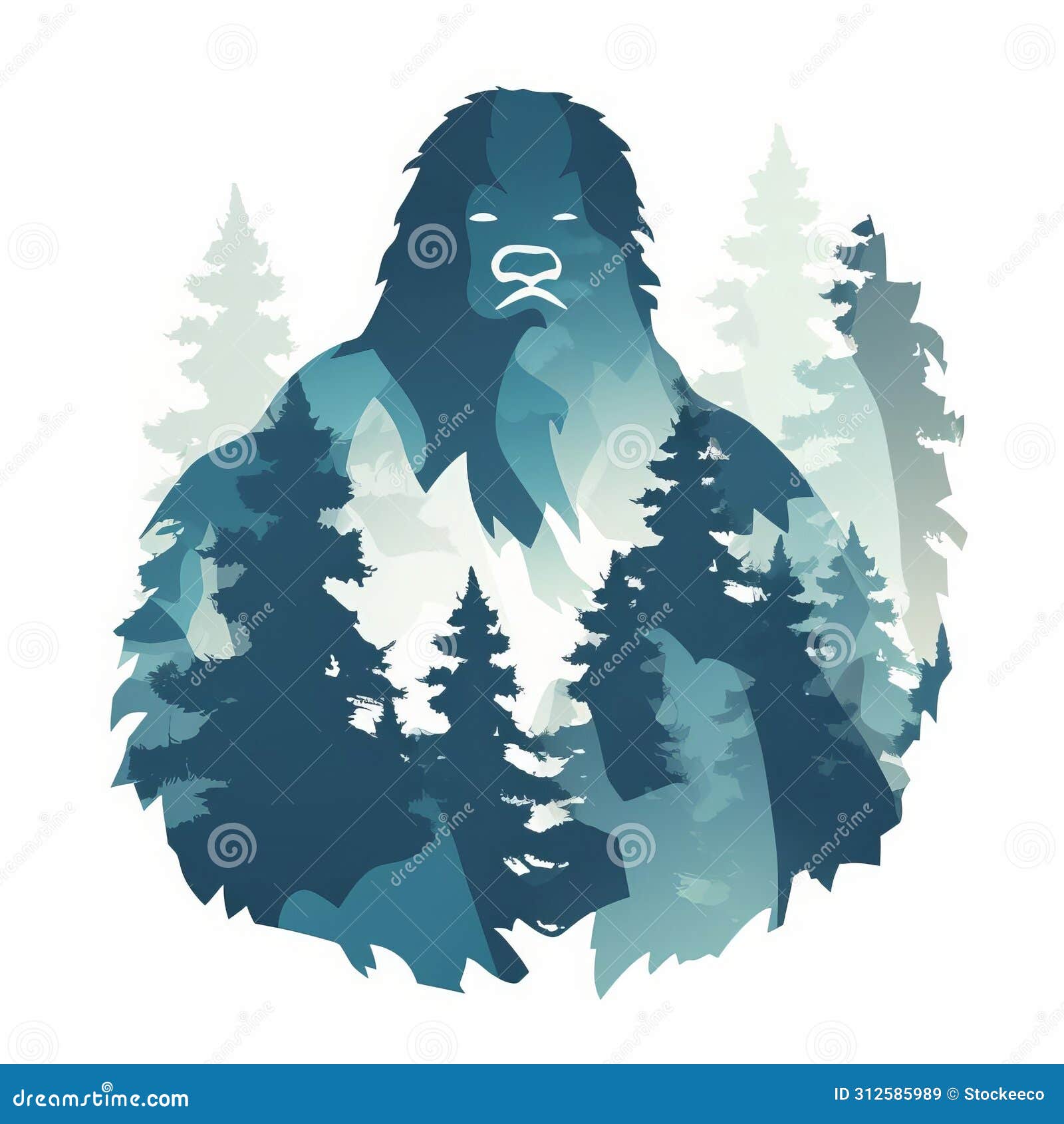 Minimalistic Sasquatch Pattern Icon on White Background Stock ...