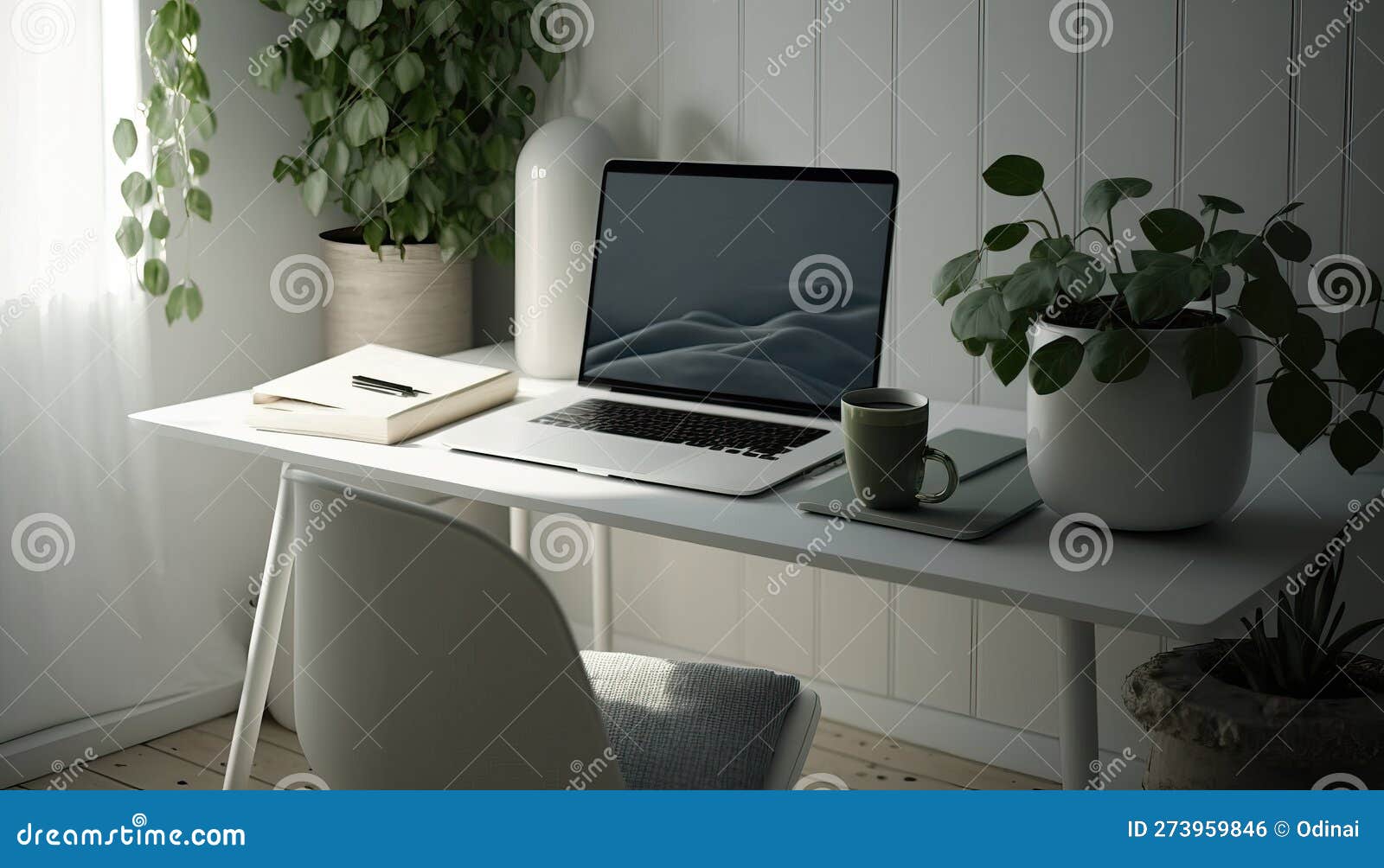 Minimalistic Home Office Cozy - AI Generated Stock Illustration ...
