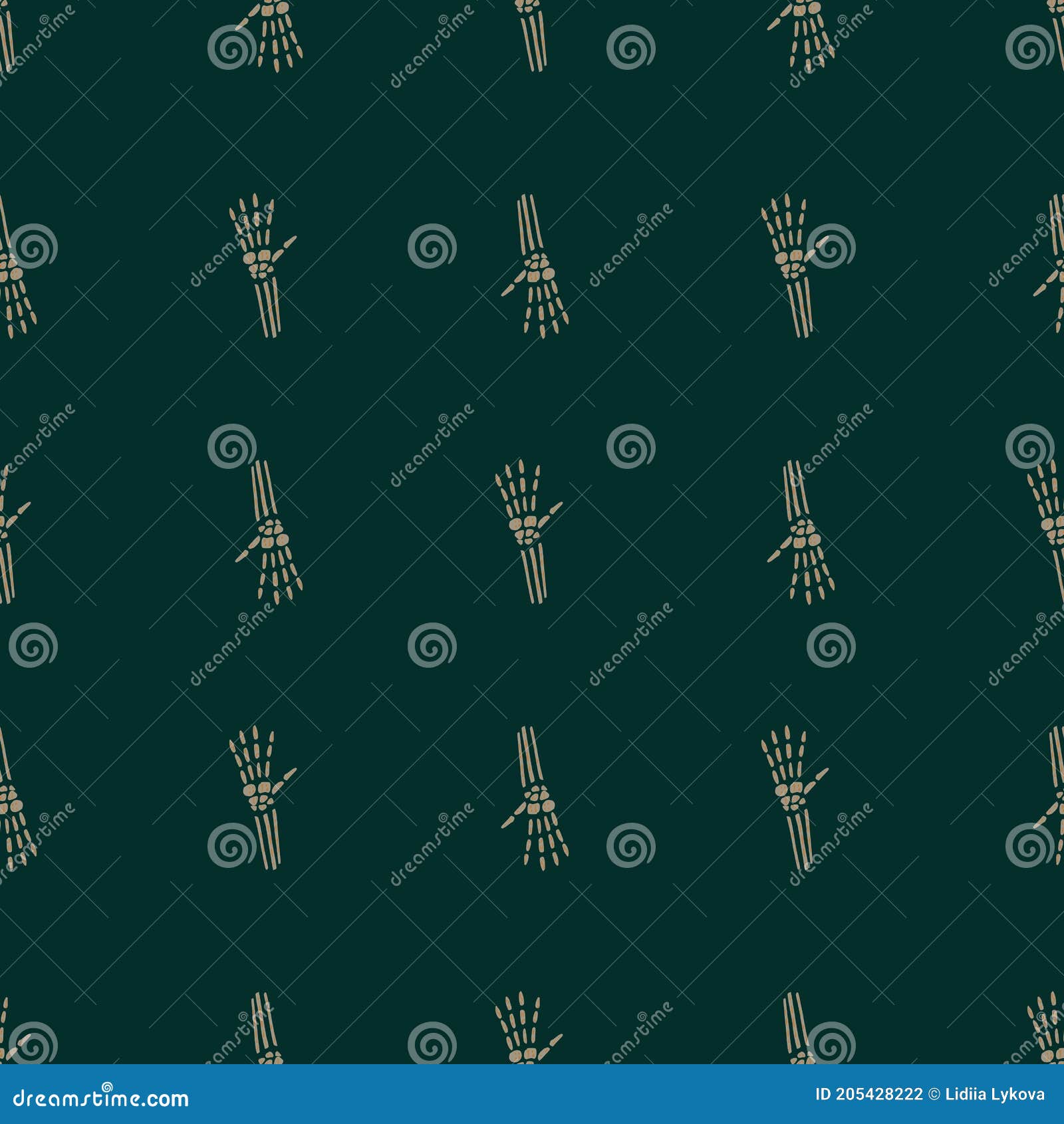 Minimalistic Scary Seamless Pattern with Simple Skeleton Hands Shapes ...