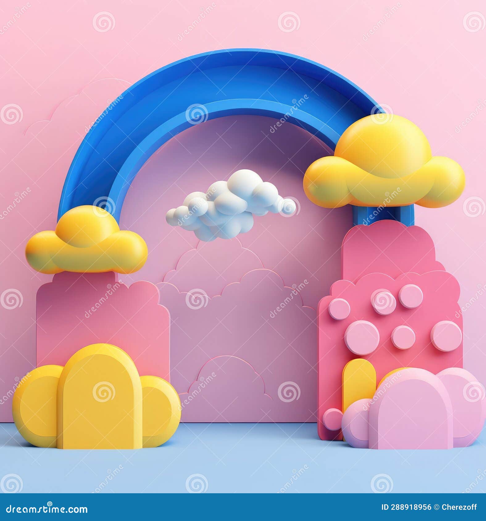 Minimalistic Scene of Multi-colored 3D Primitives Stock Illustration ...