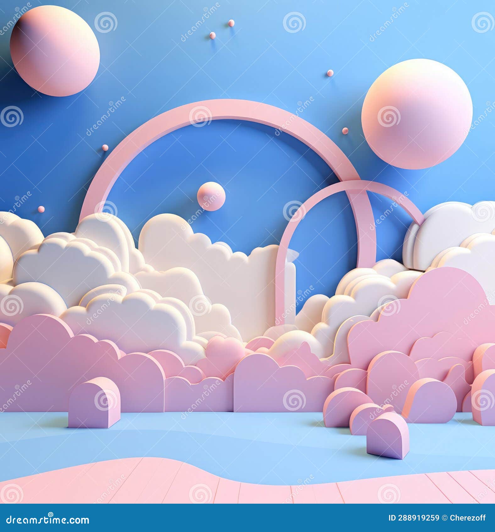 Minimalistic Scene of Multi-colored 3D Primitives Stock Illustration ...