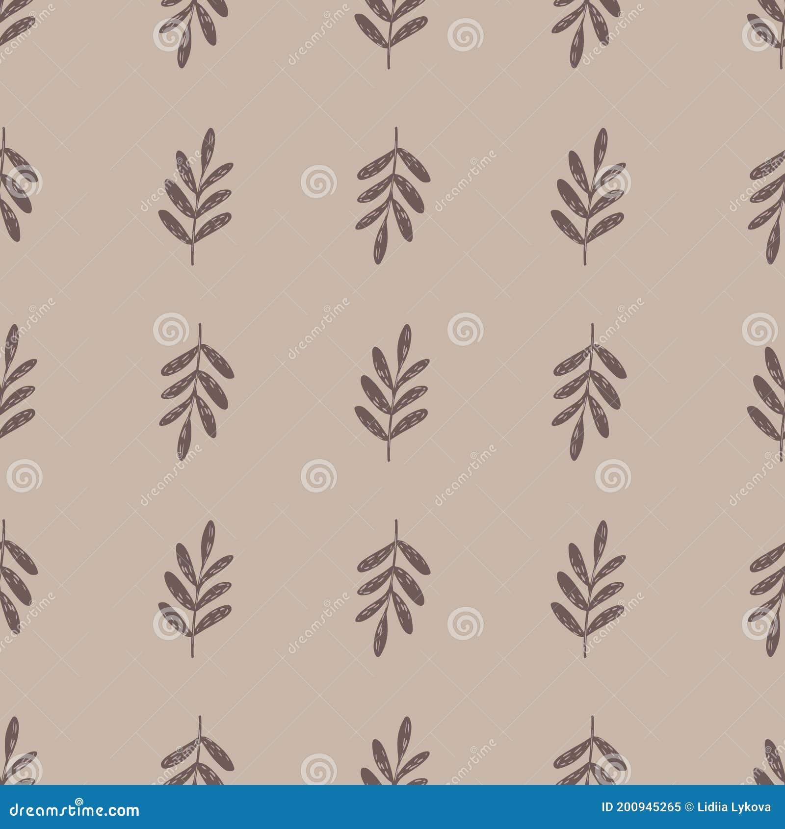 Minimalistic Seamless Botanic Pattern with Simple Branches Silhouettes ...
