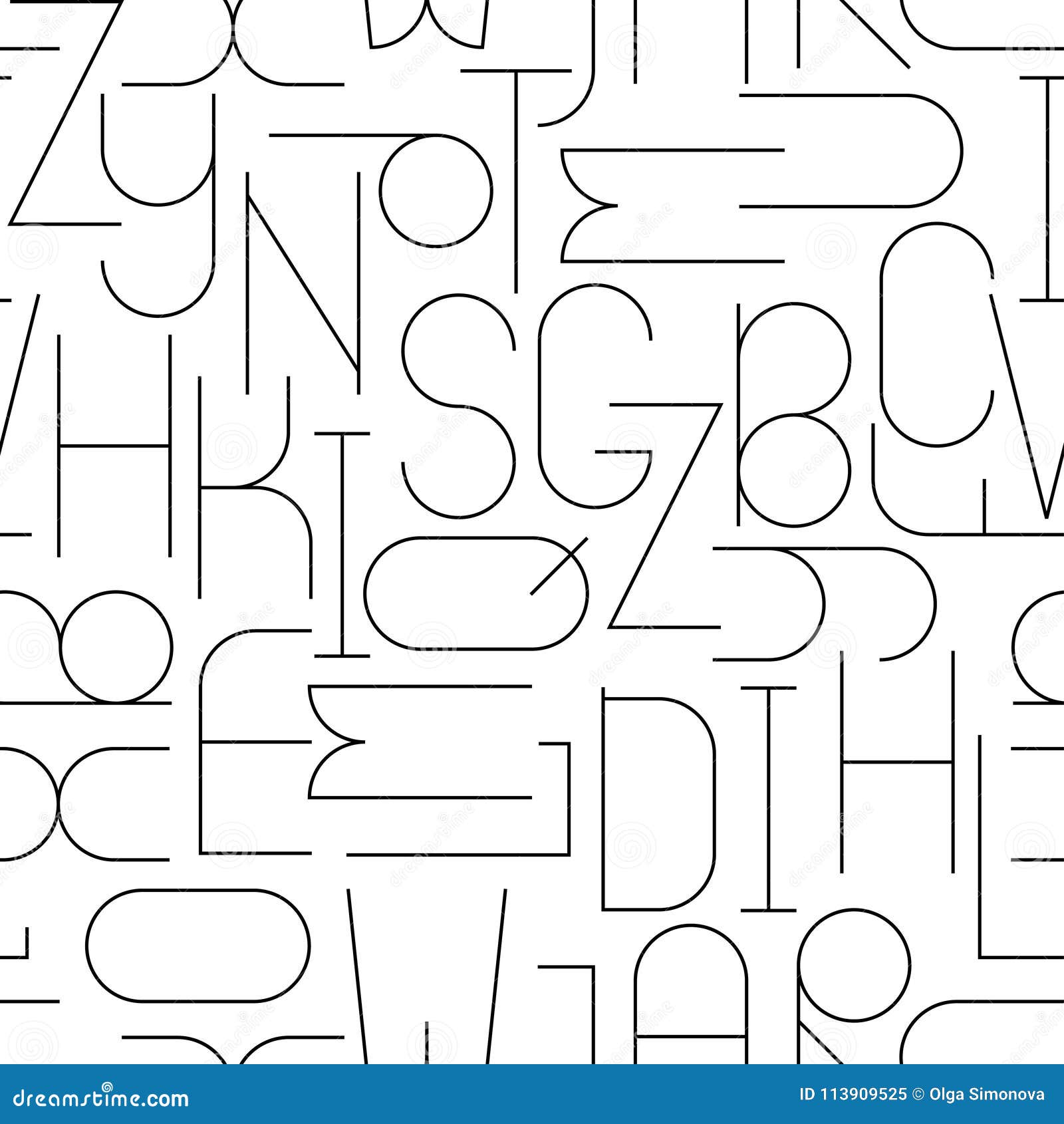Minimalistic Seamless Pattern with Letters. Stock Illustration ...