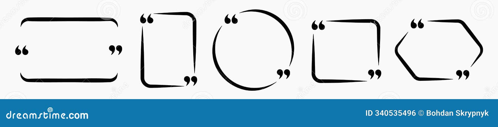 Minimalistic Set of Quote Borders without Text in Black Color. Stock ...