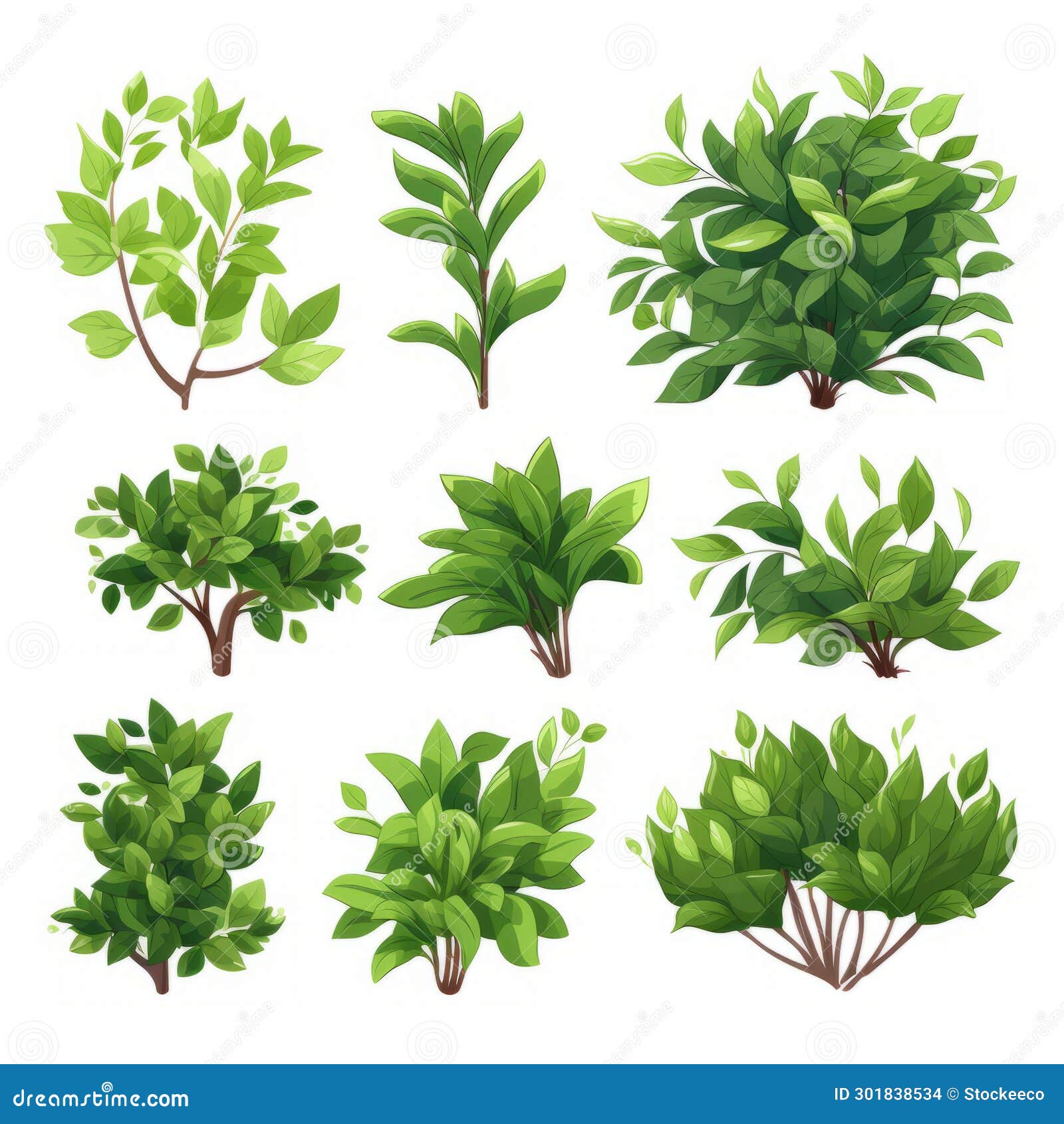 Minimalistic Shrub Set: Vector Svg Flat Animation Asset Stock ...