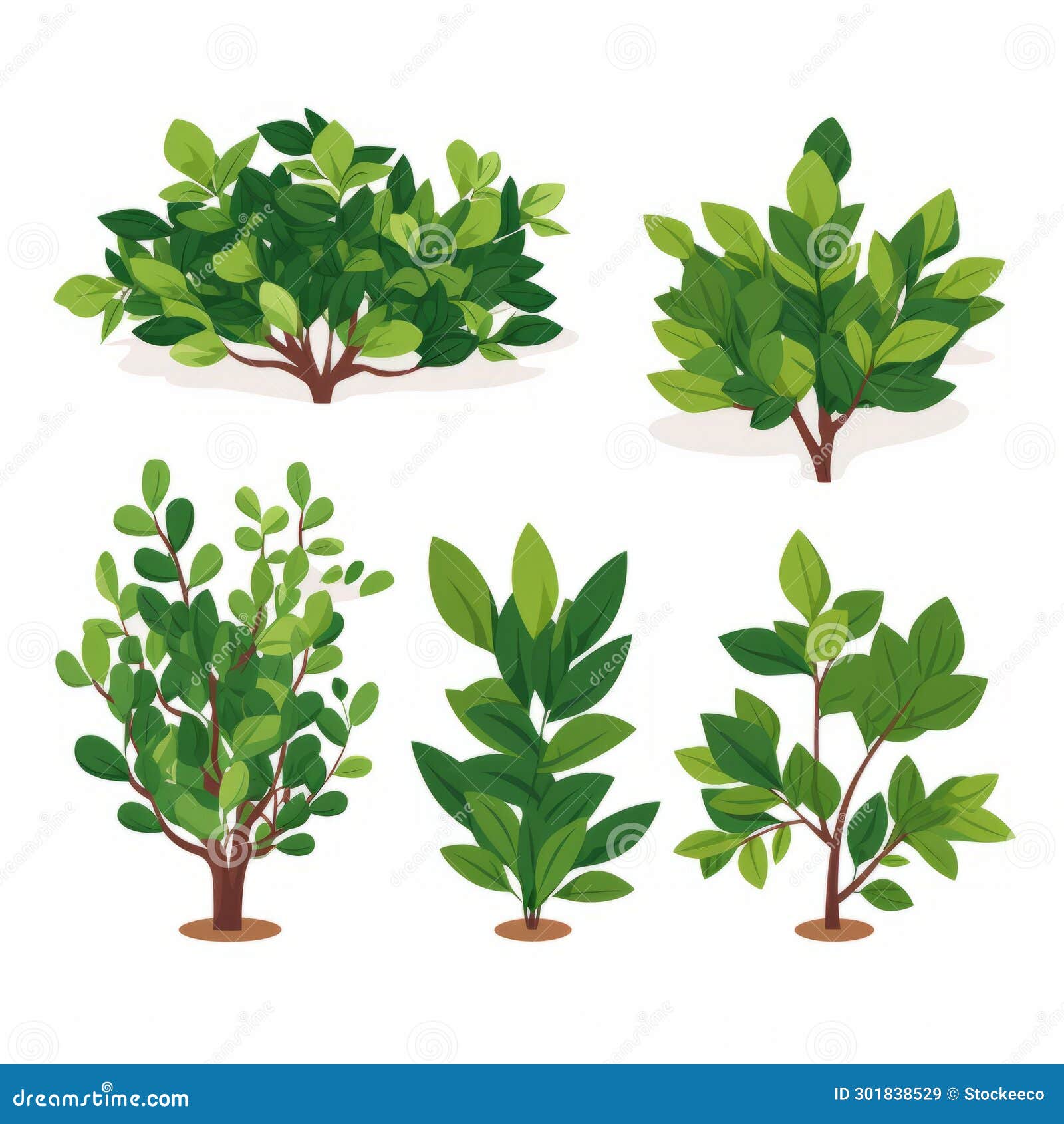 Minimalistic Shrub Set: Vector Svg Flat Animation Asset Stock ...