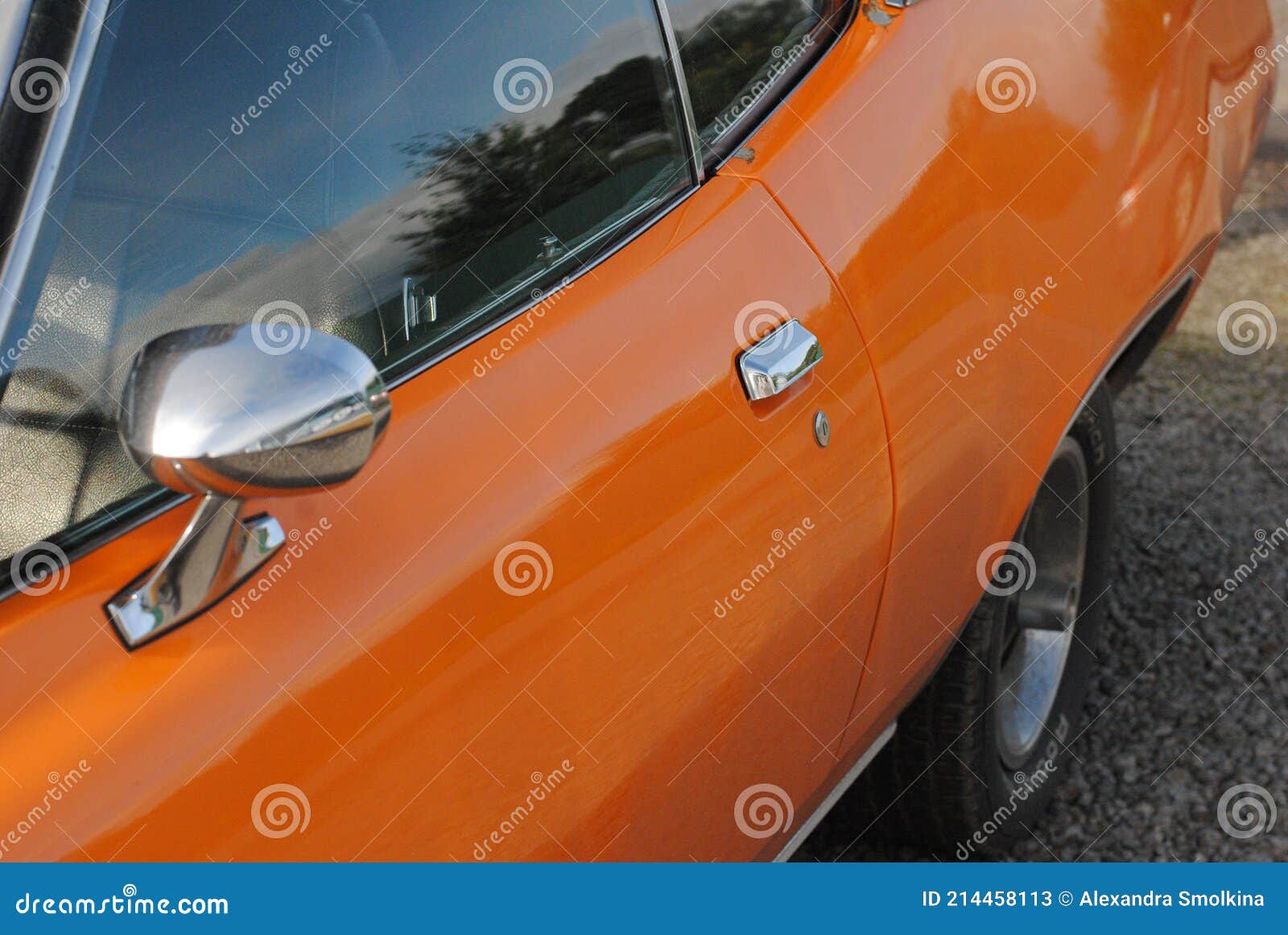 Orange muscle car stock image. Image of vintage, sedan - 214458113