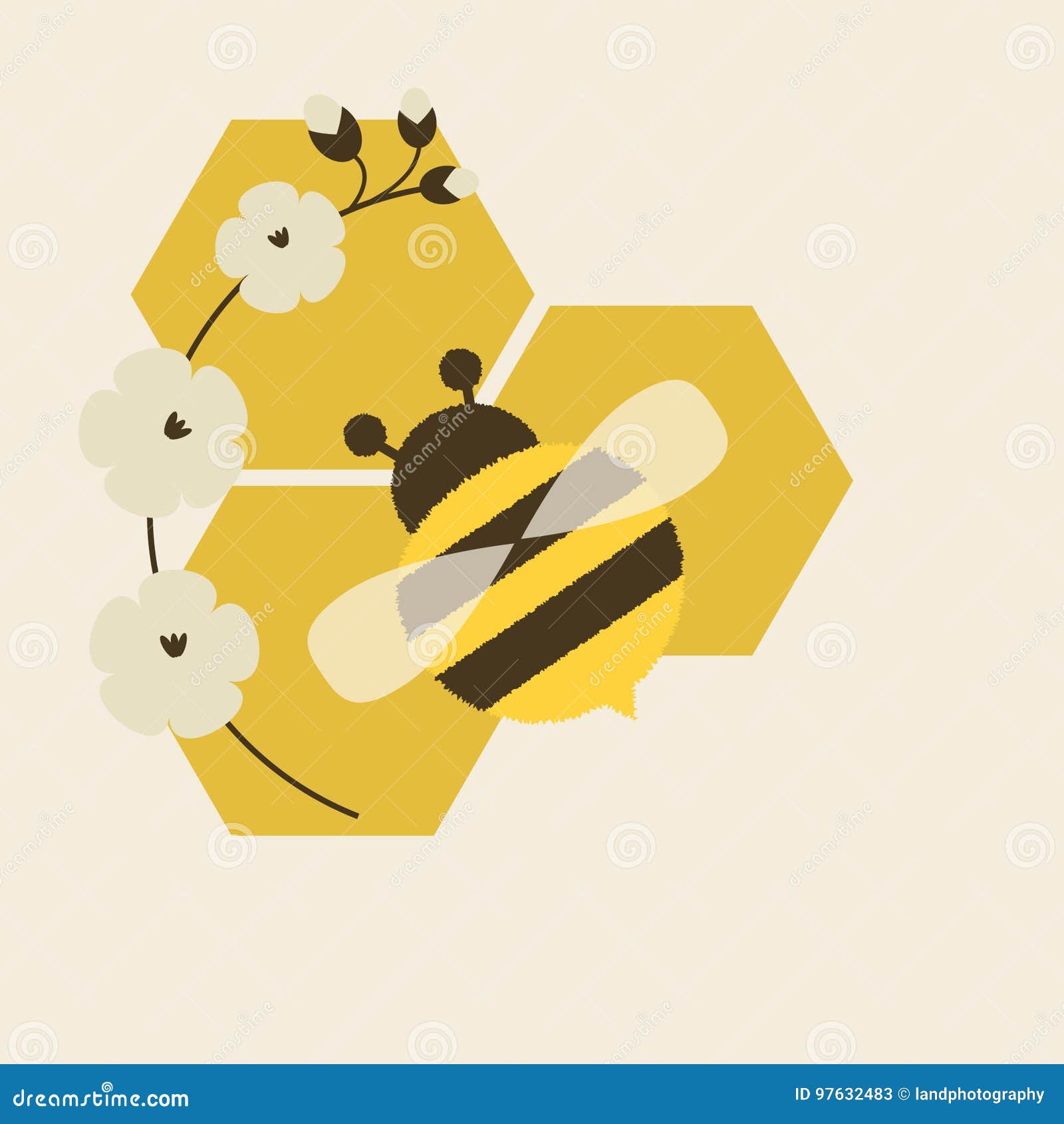 Minimalistic Simple Vector of Yellow Bee Stock Vector - Illustration of ...