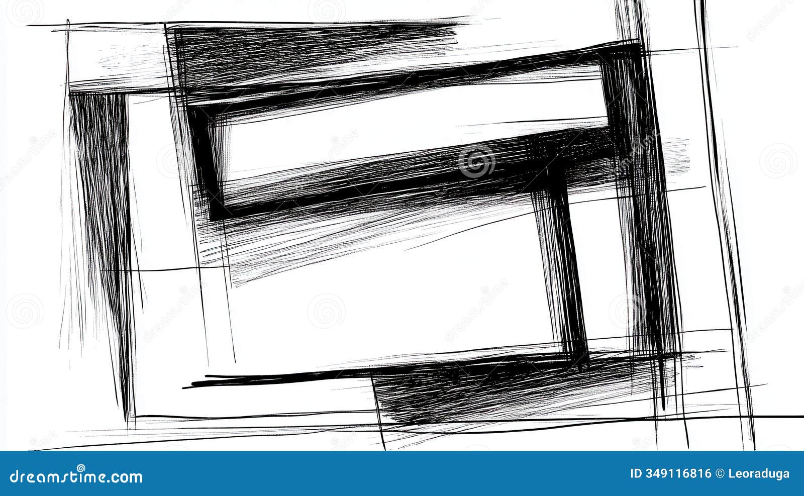 Minimalistic Sketch of a Rectangle, Simple Black Lines on a Plain White ...