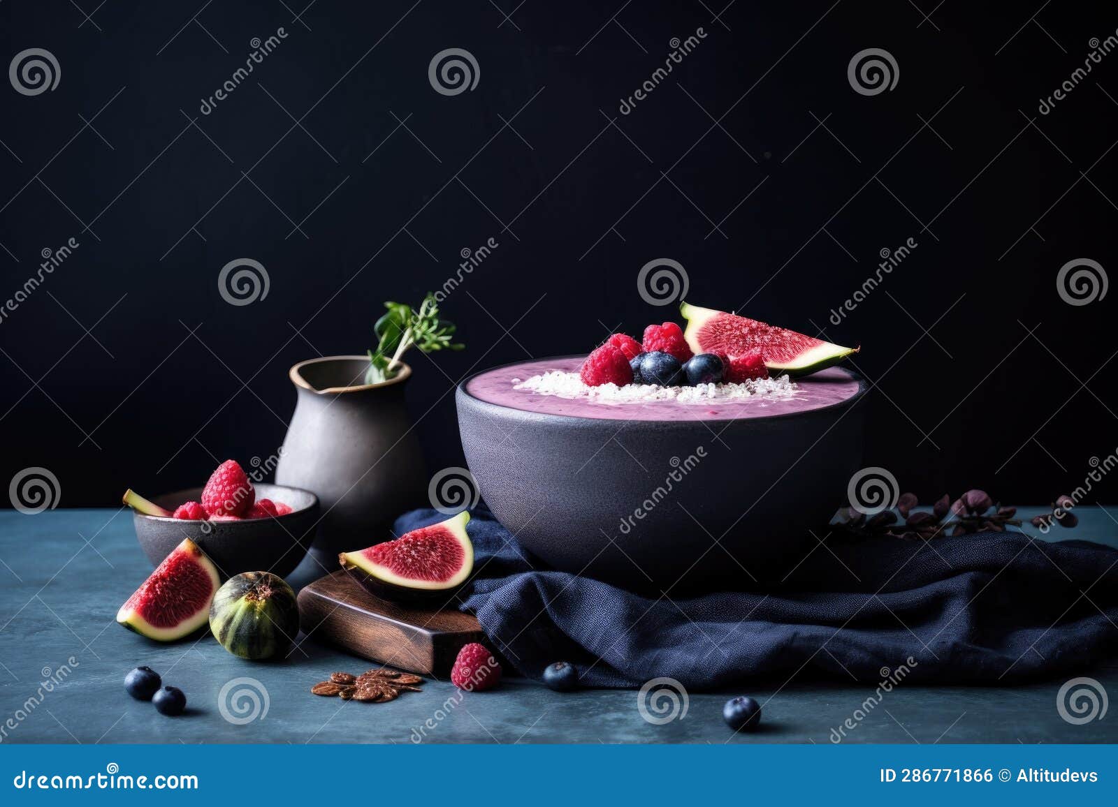 Minimalistic Smoothie Bowl Setup with a Focus on Texture and Color ...