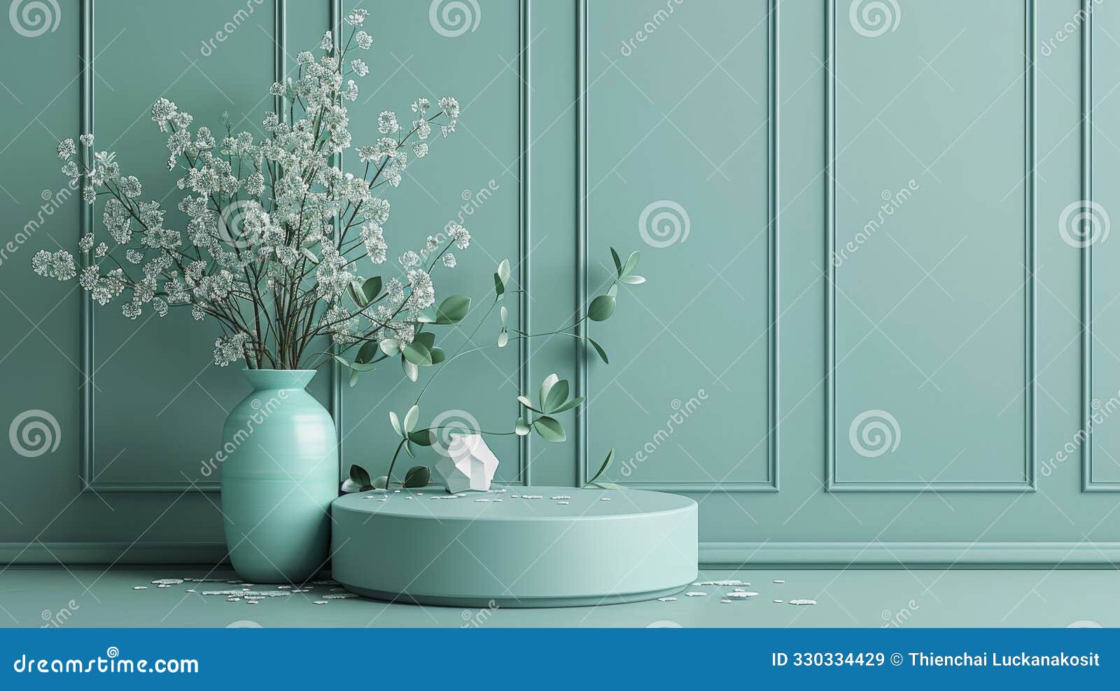 Minimalistic Soft Mint Podium - Elegant 3D Rendered Stand for ...