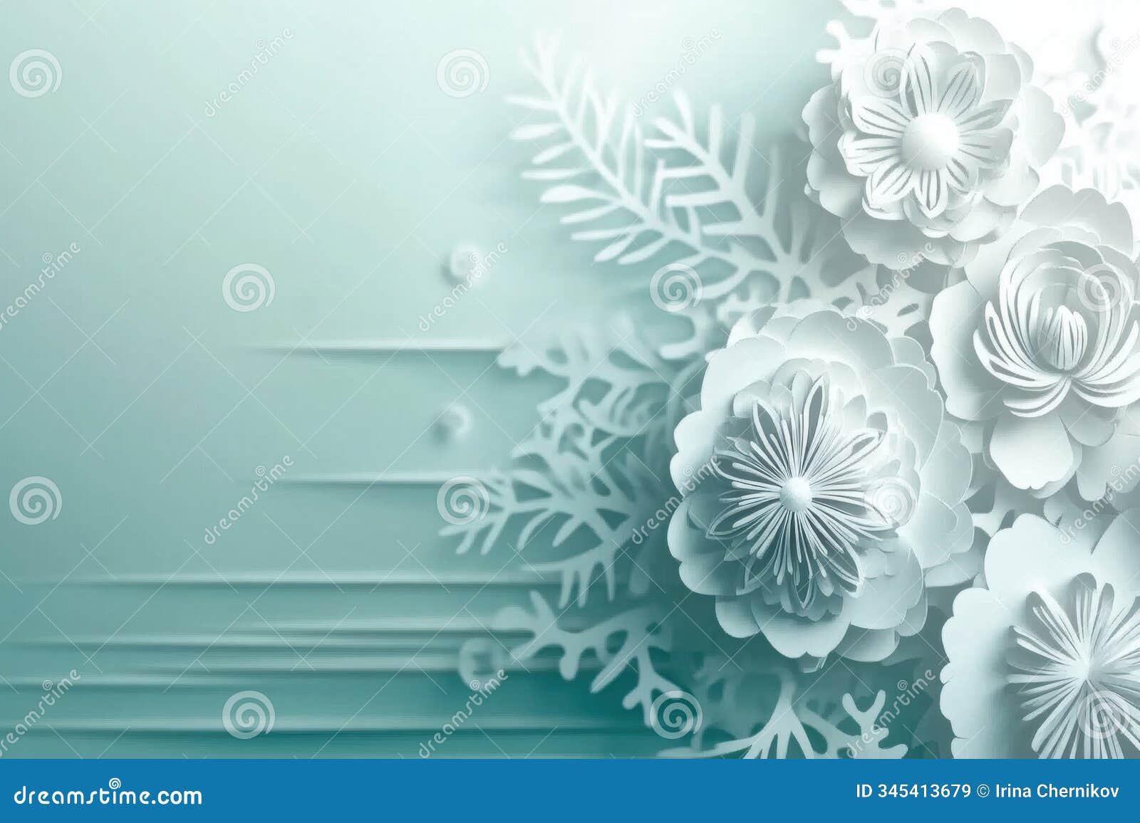 Minimalistic Soft White Floral Art on Aqua Background for Decor and ...