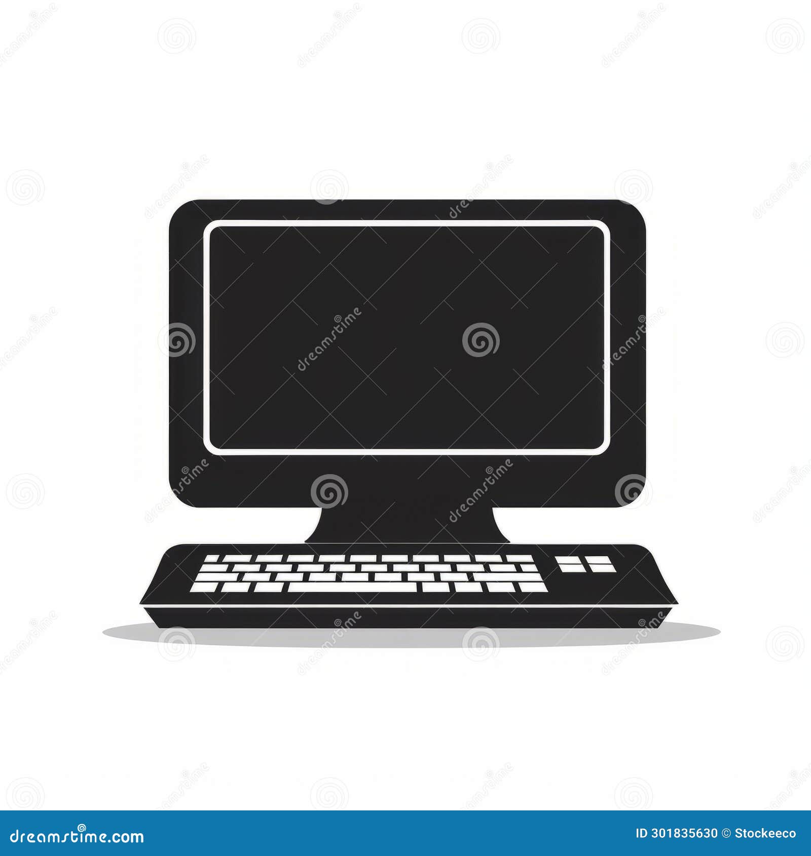 Minimalistic Solid Black Computer Silhouette on White Background Stock ...