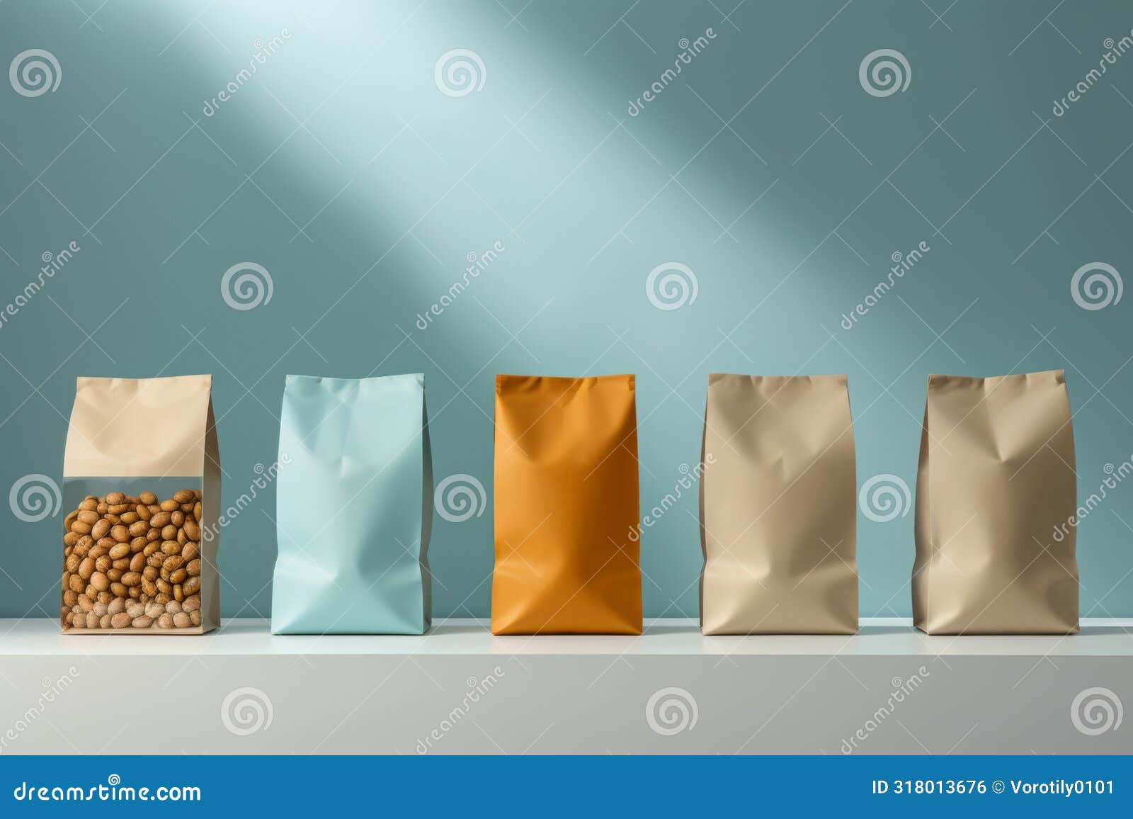 Minimalistic Space Aesthetic Shapes Pouch Package Mockup Isolated on ...