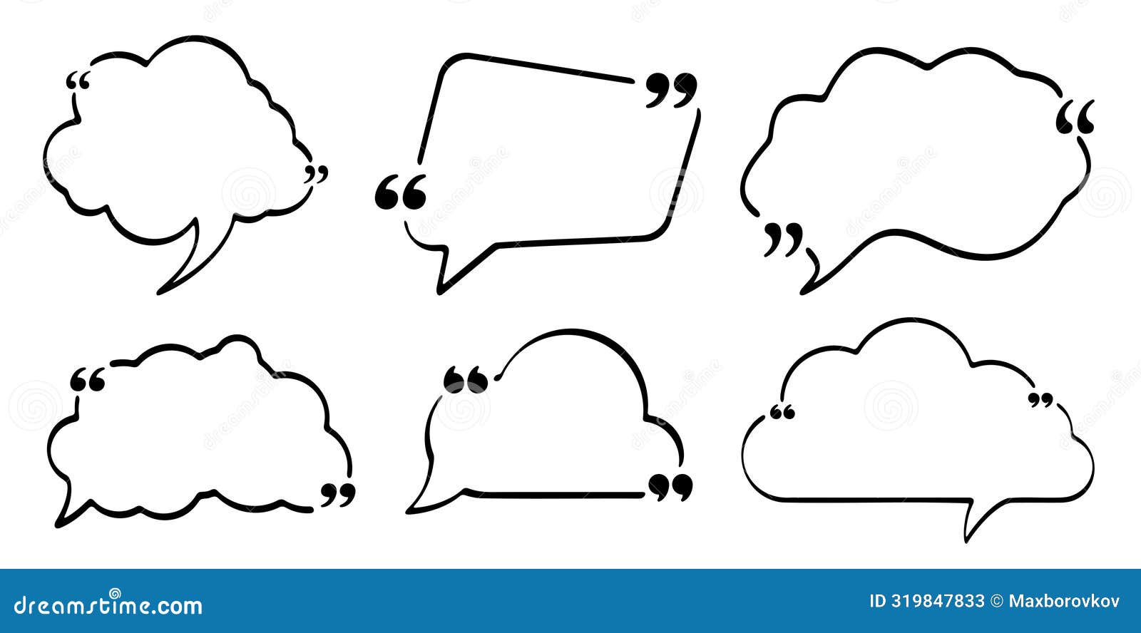 Minimalistic Speech Bubbles With Quotation Marks Cartoon Vector ...