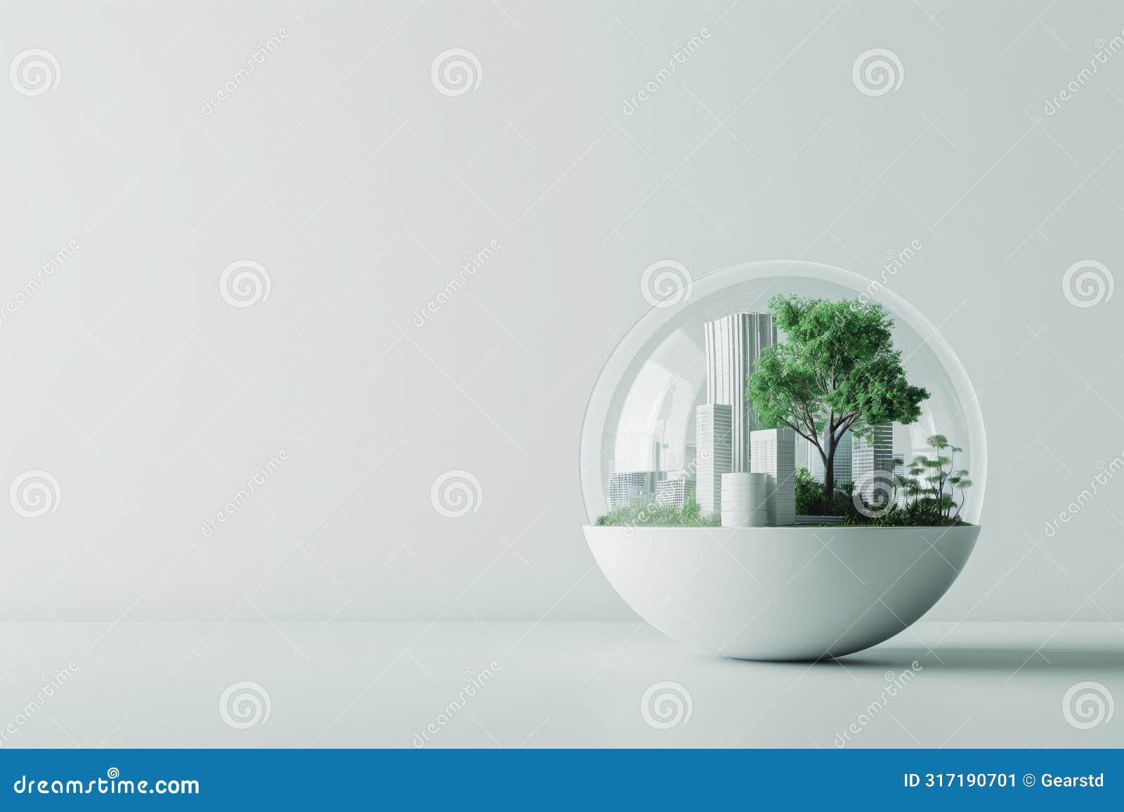 Minimalistic Spherical Eco-pod with Tree Stock Image - Image of ...