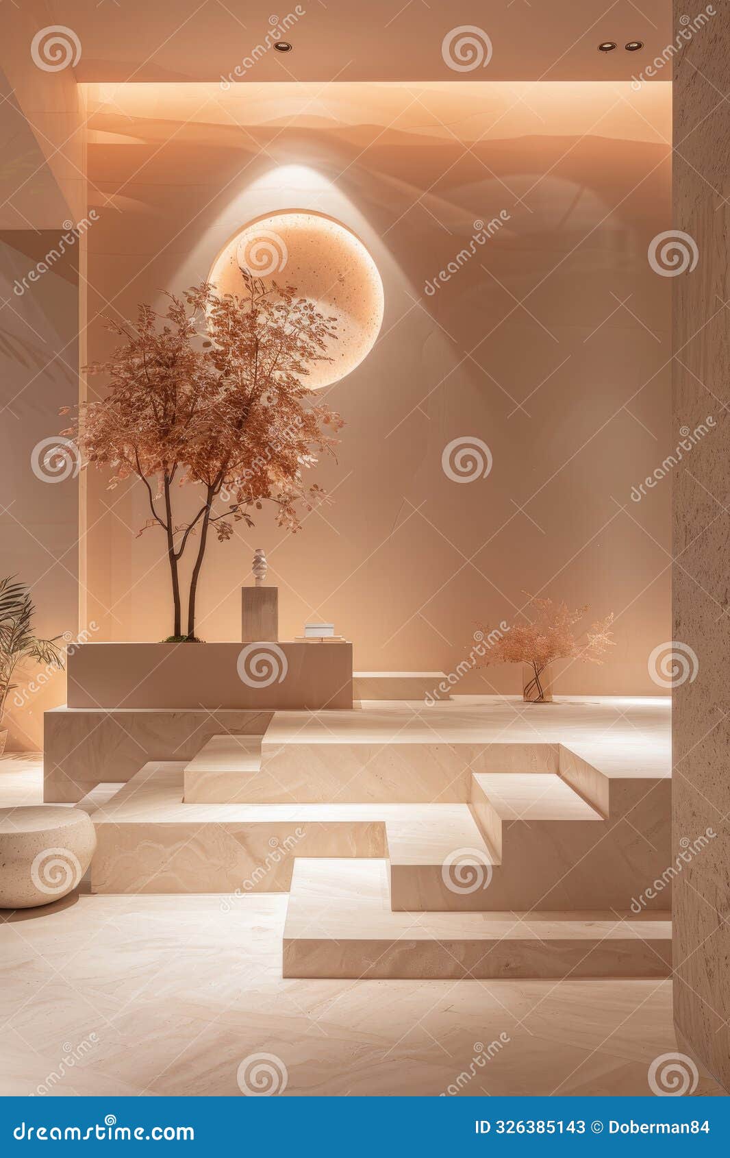 Minimalistic Stage Design with Warm Lighting for Event or Exhibition ...