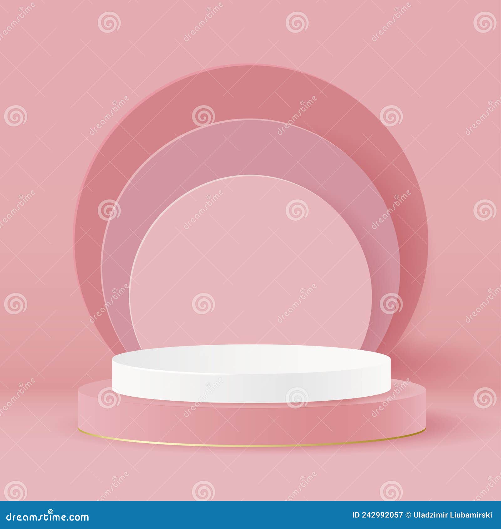 Minimalistic Stage with a Round Podium. a Cylindrical Podium Against a ...