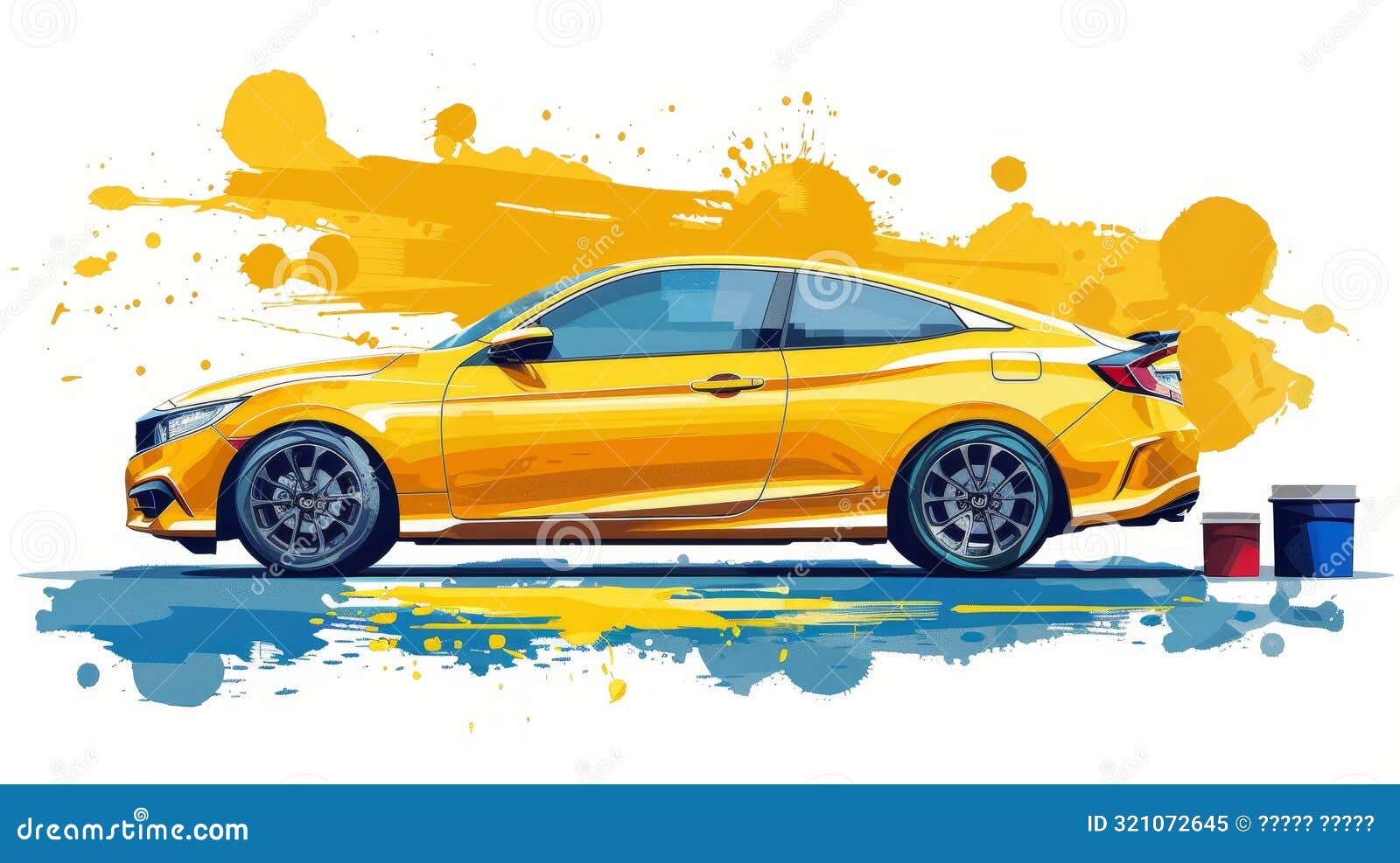 Minimalistic Step by Step Car Painting Process in Bright Setting on ...