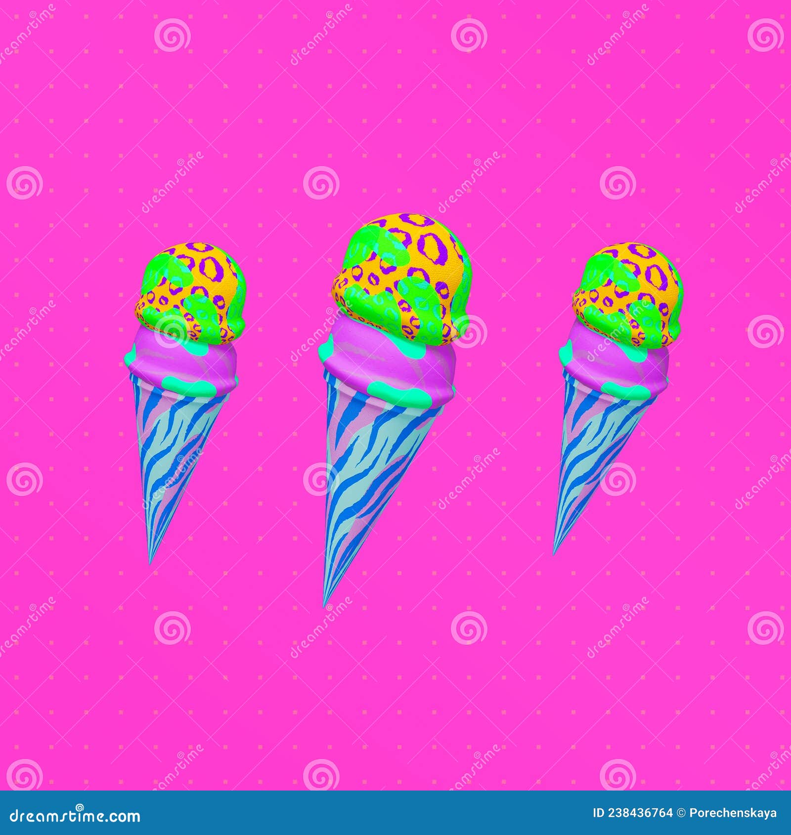 Minimalistic Stylized Collage Art. 3d Render Creative Ice-cream Design ...