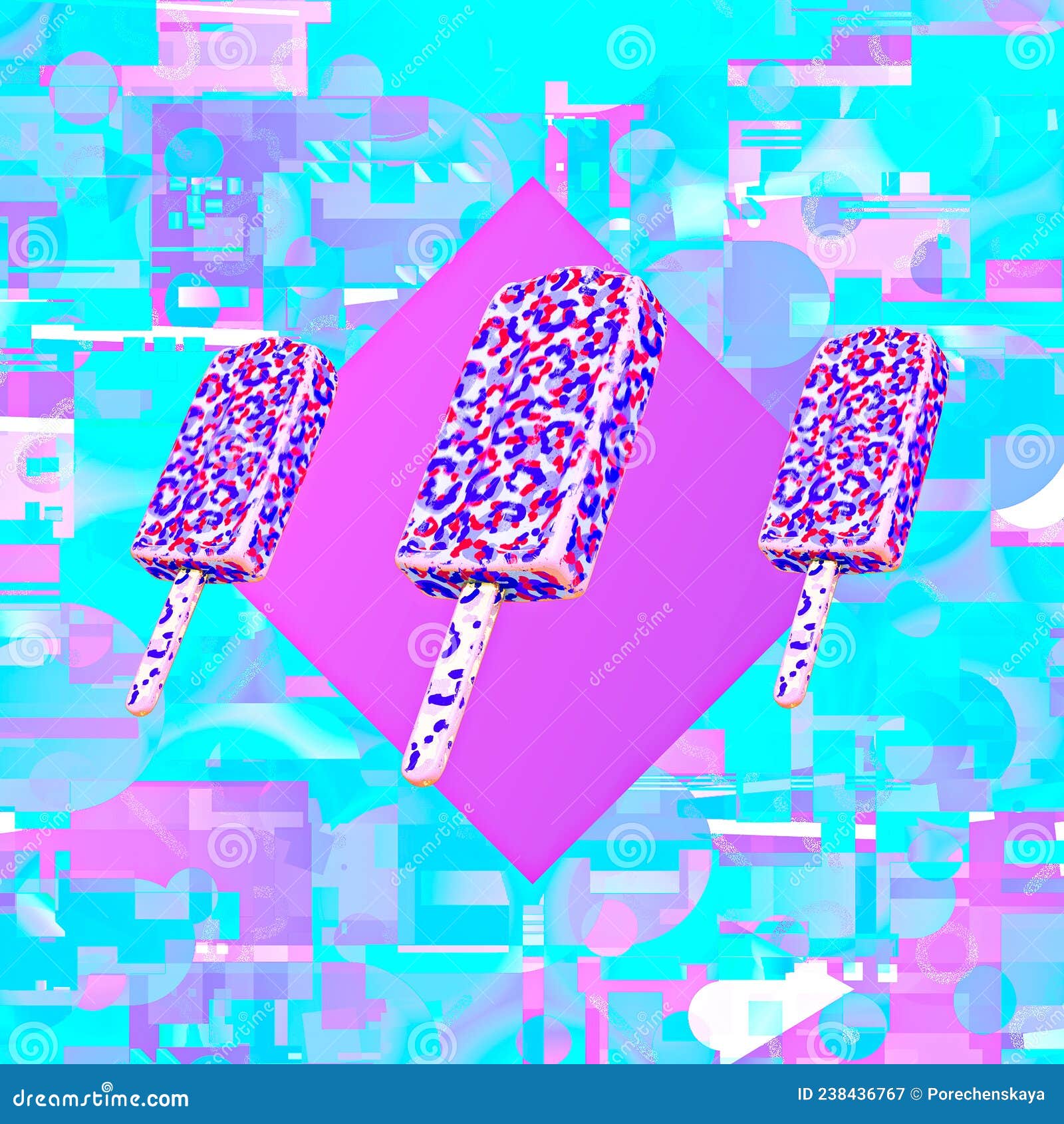 Minimalistic Stylized Collage Art. 3d Render Creative Ice Cream Design ...