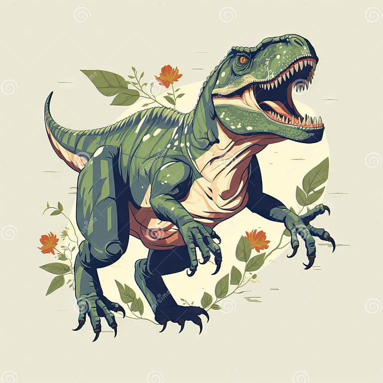 Minimalistic T-Rex with Feathers AI Generated Stock Illustration ...