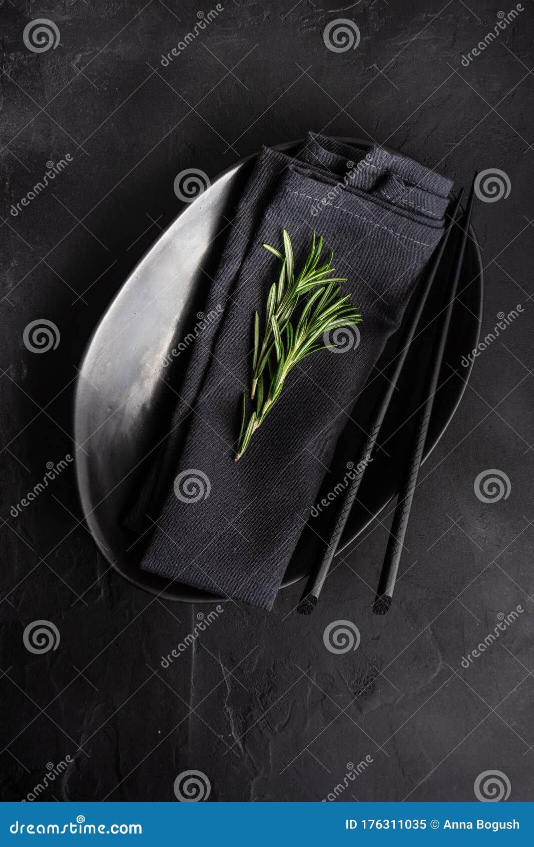 Minimalistic Table Setting in Black Color Stock Image - Image of ...
