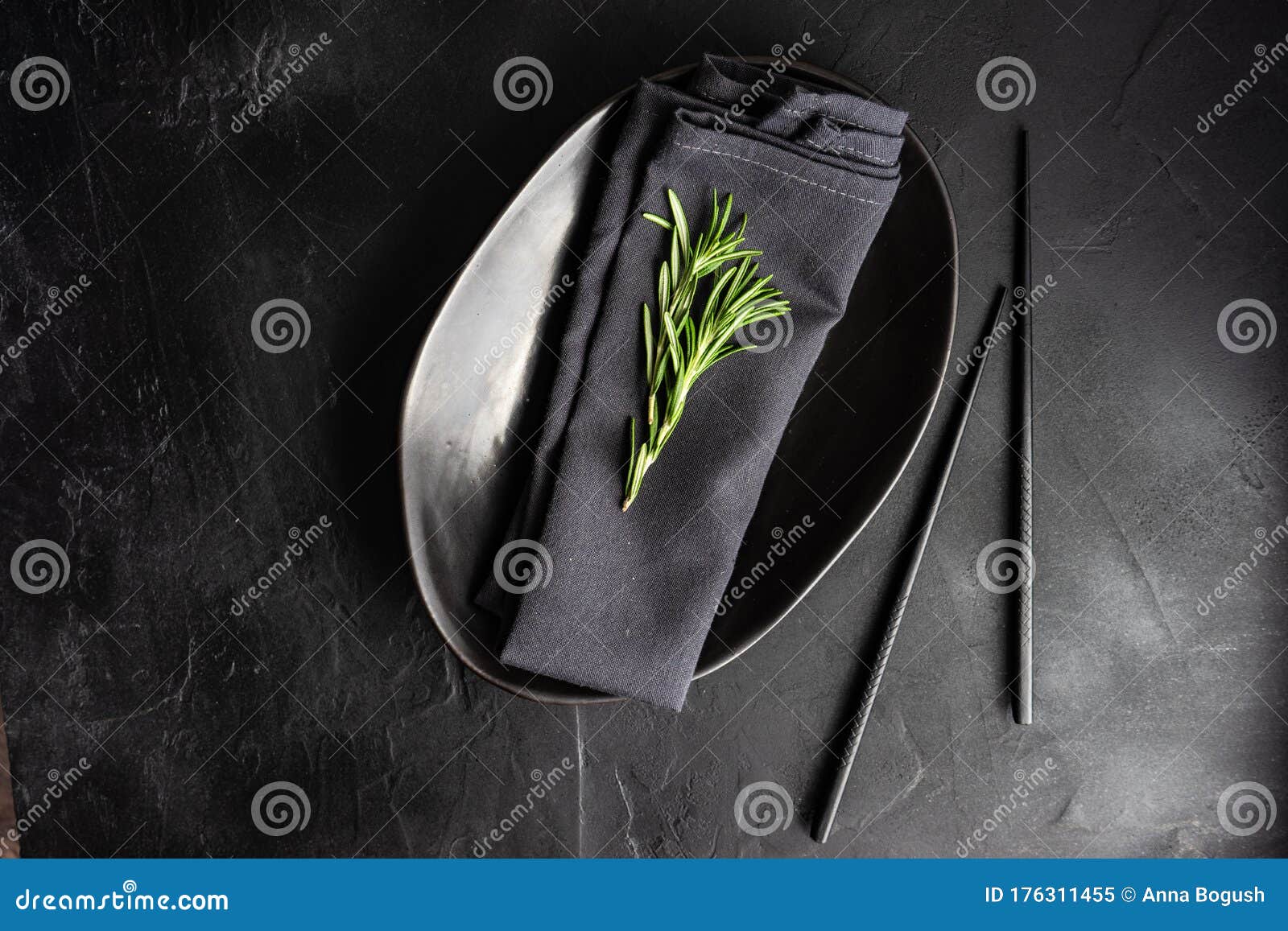 Minimalistic Table Setting in Black Color Stock Image - Image of copy ...