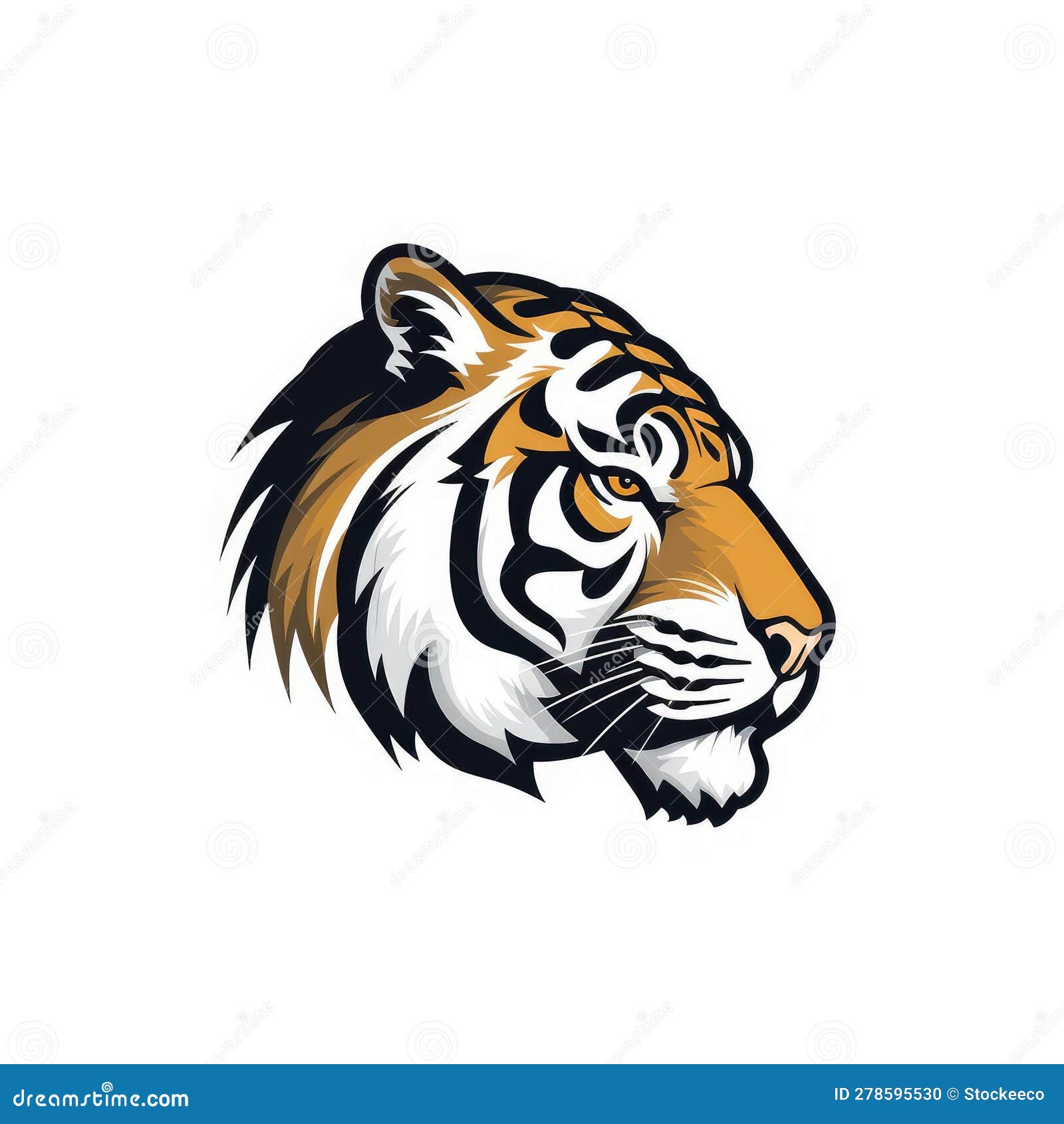 Minimalistic Tiger Head Silhouette: Stenciled Iconography Art Stock ...