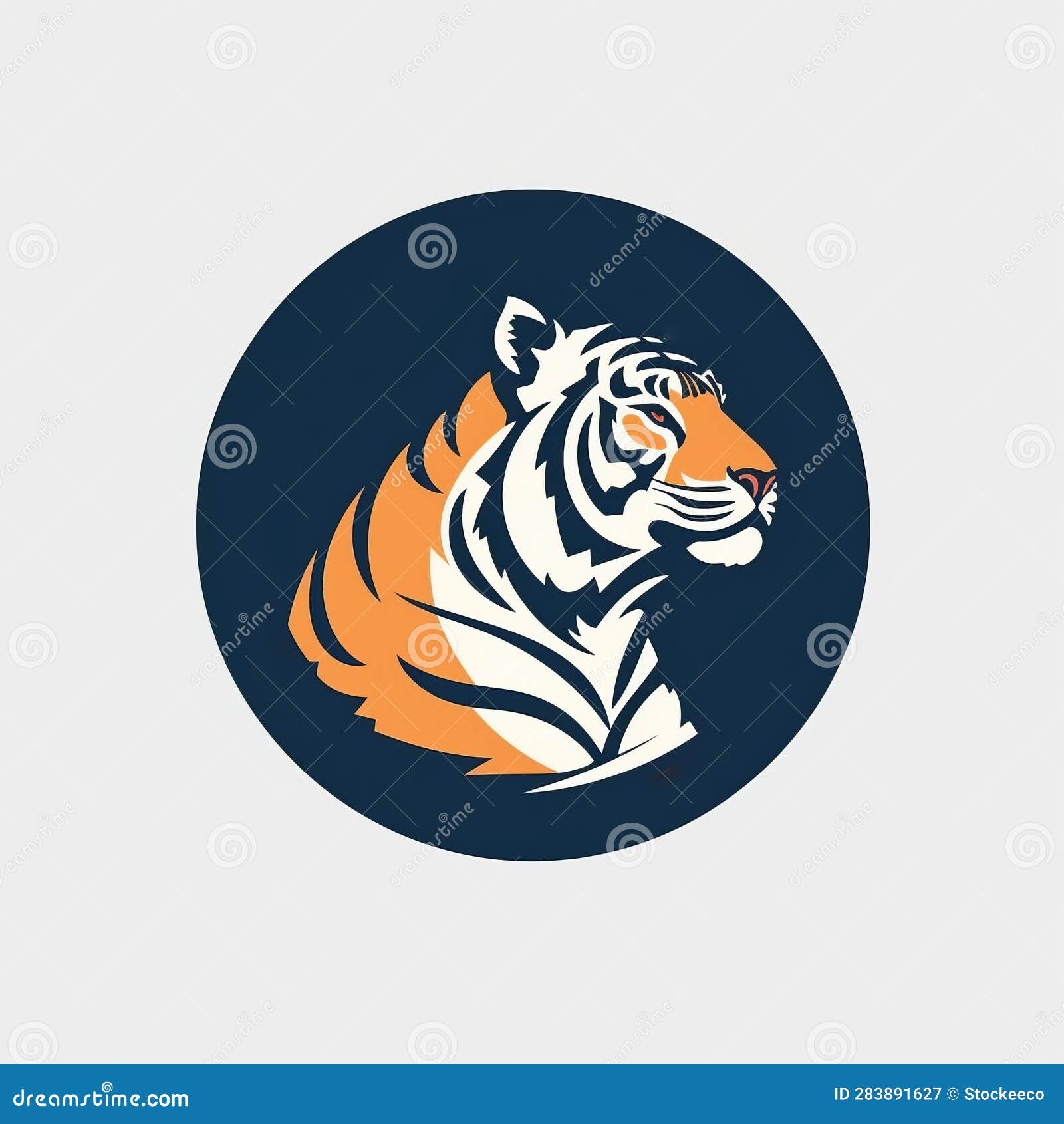 Minimalistic Tiger Head Silhouette: Stenciled Iconography Art Stock ...