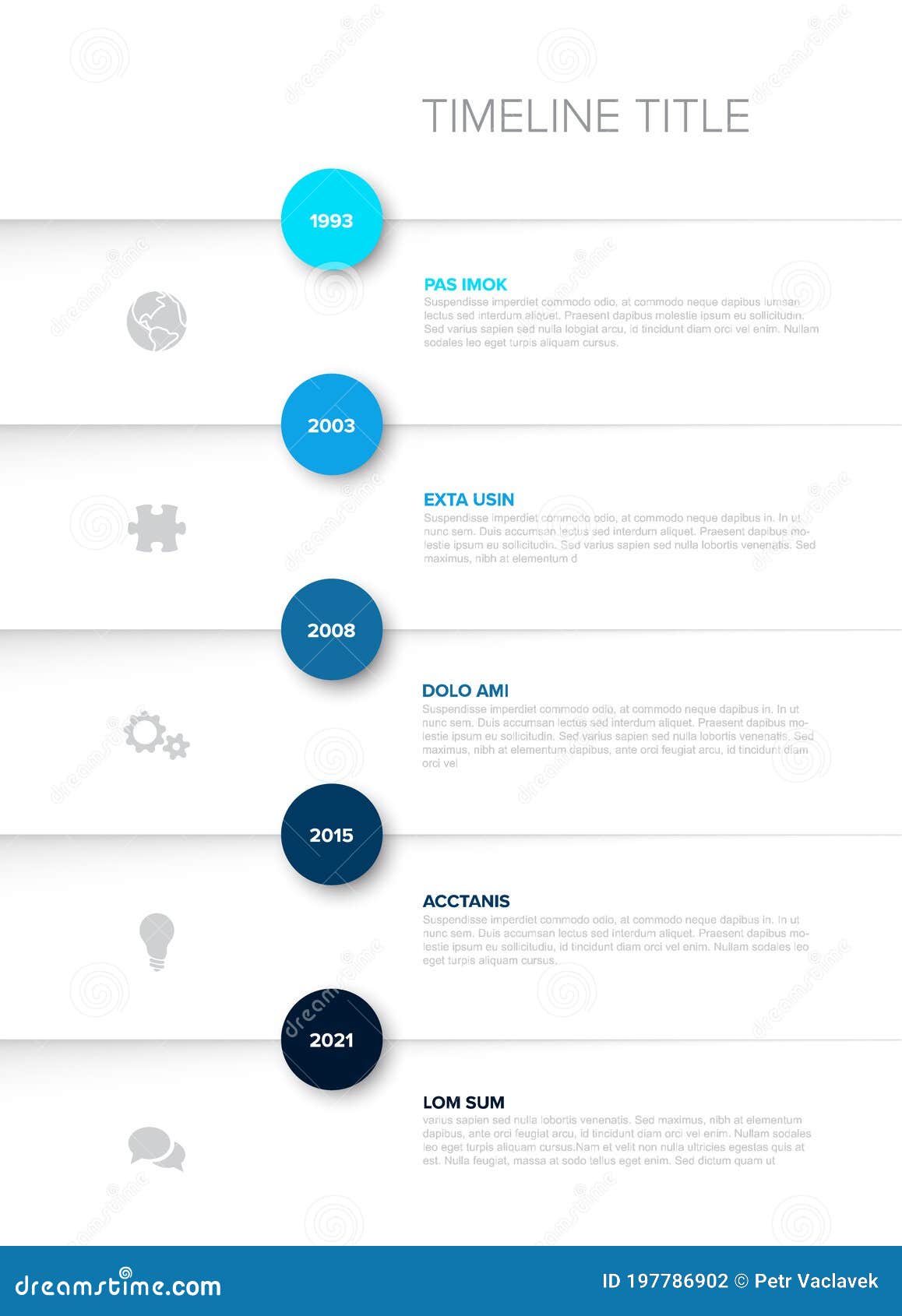 Minimalistic Timeline Template with Blue Circle Icons Stock Vector ...