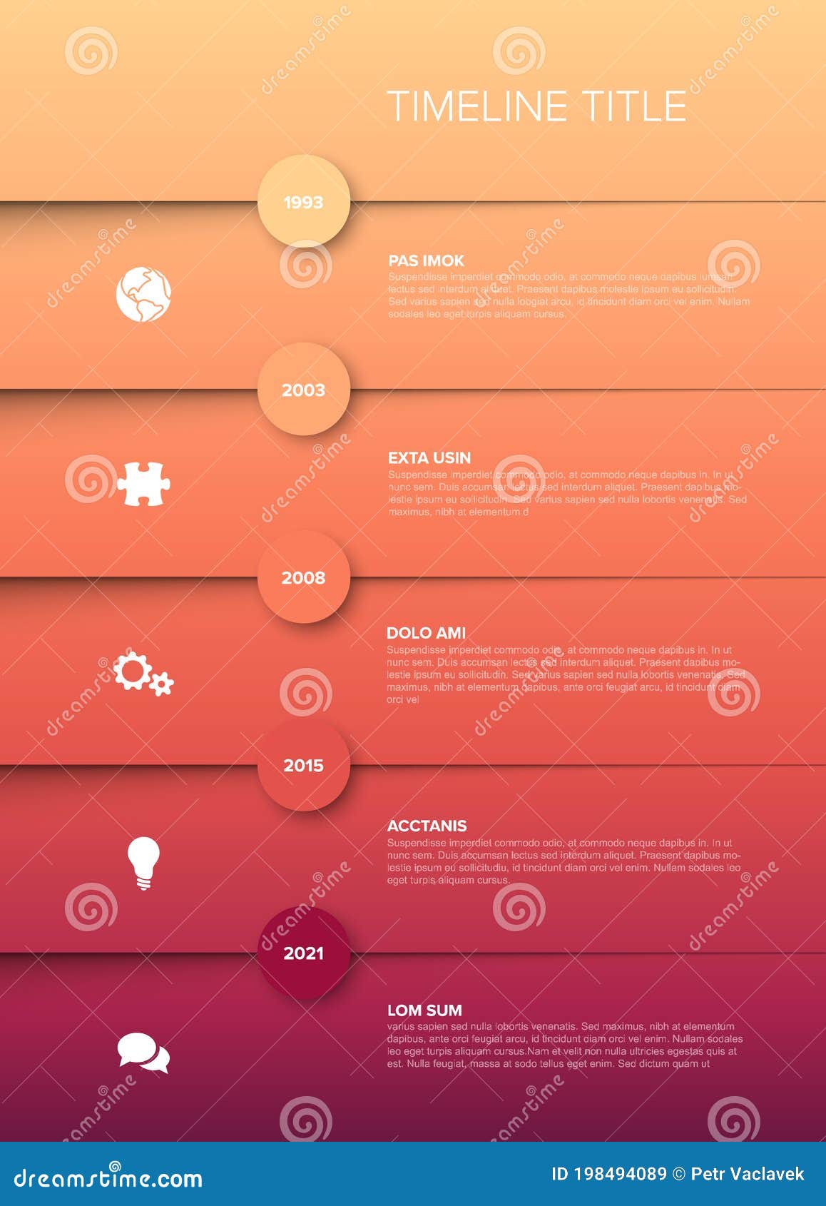 Minimalistic Timeline Template with Circle Icons - Red Version Stock ...