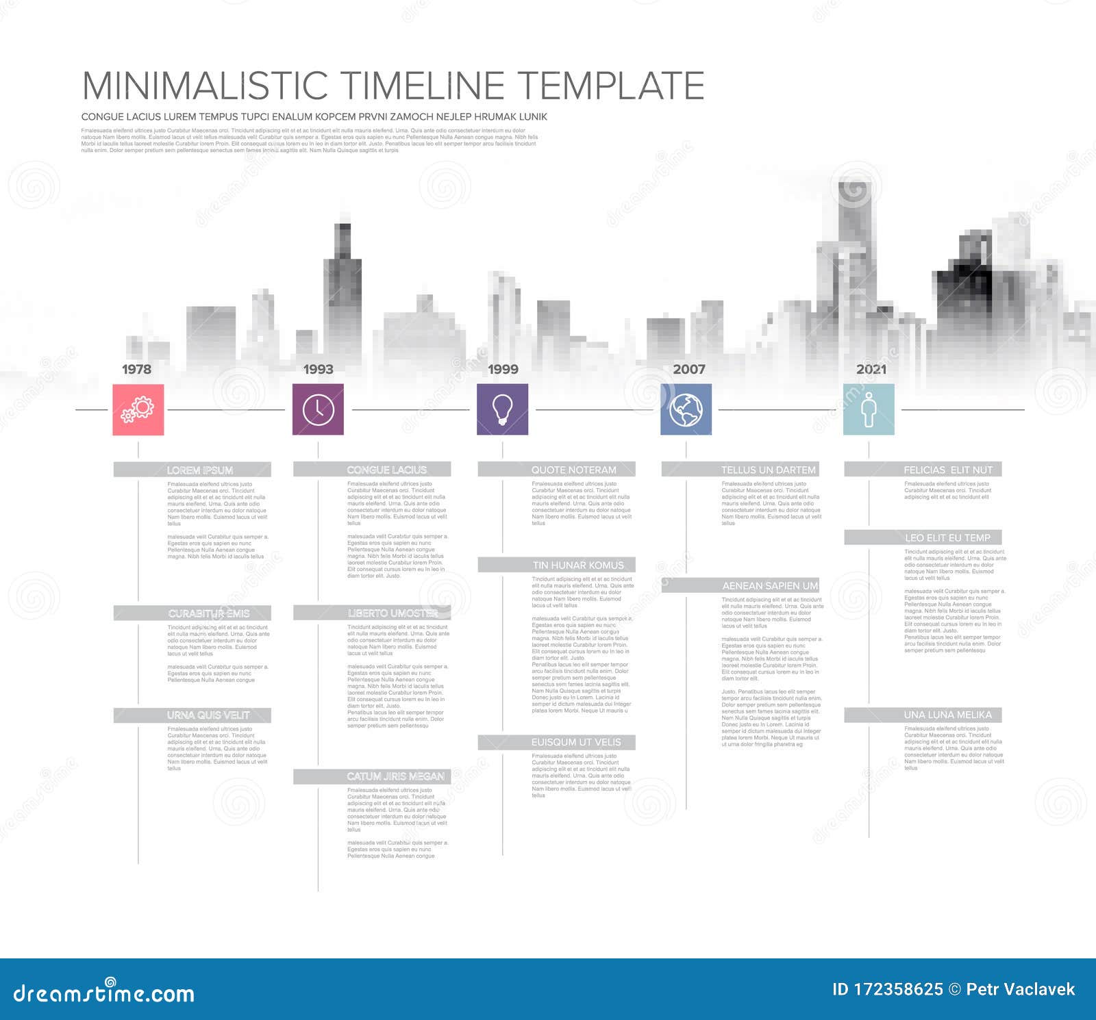 Minimalistic Timeline, Step By Step Template Cartoon Vector ...