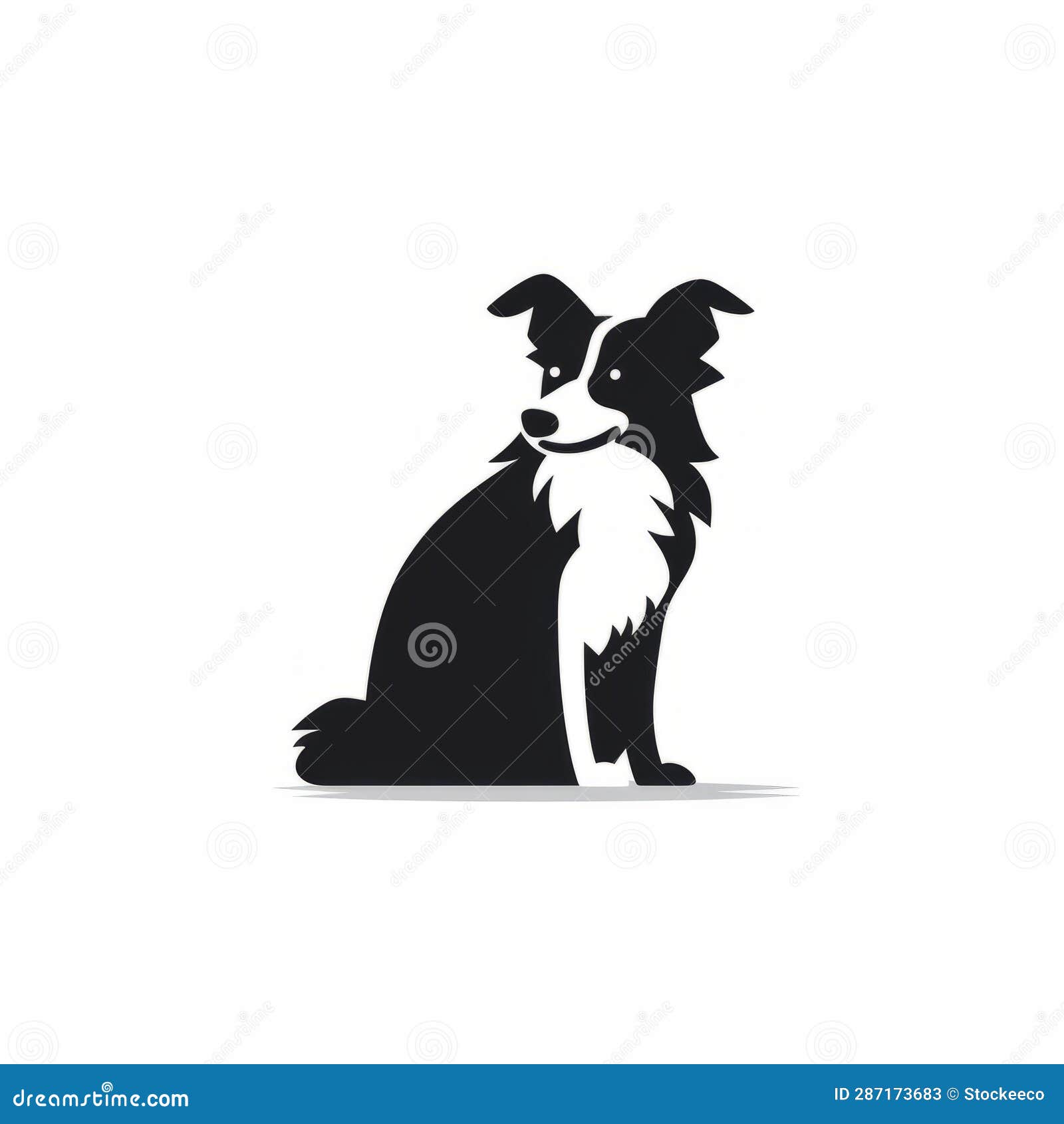 High Quality Black and White Border Collie Logo Design Stock ...