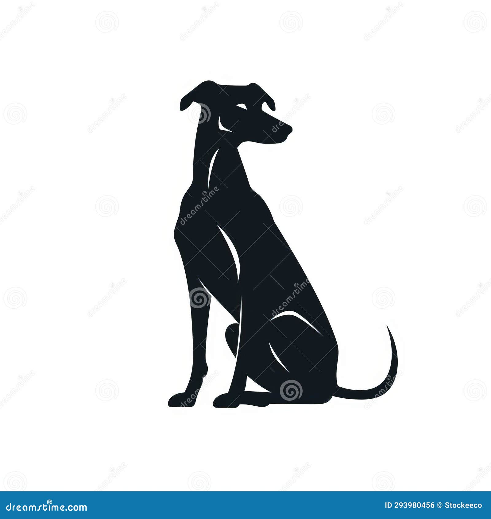Iconic Greyhound Dog Silhouette on White Background Stock Illustration - Illustration of ...