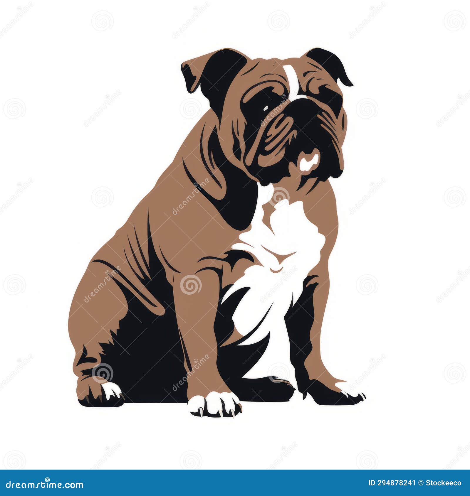 Realistic Bulldog Stencil Art on White Background Stock Illustration ...