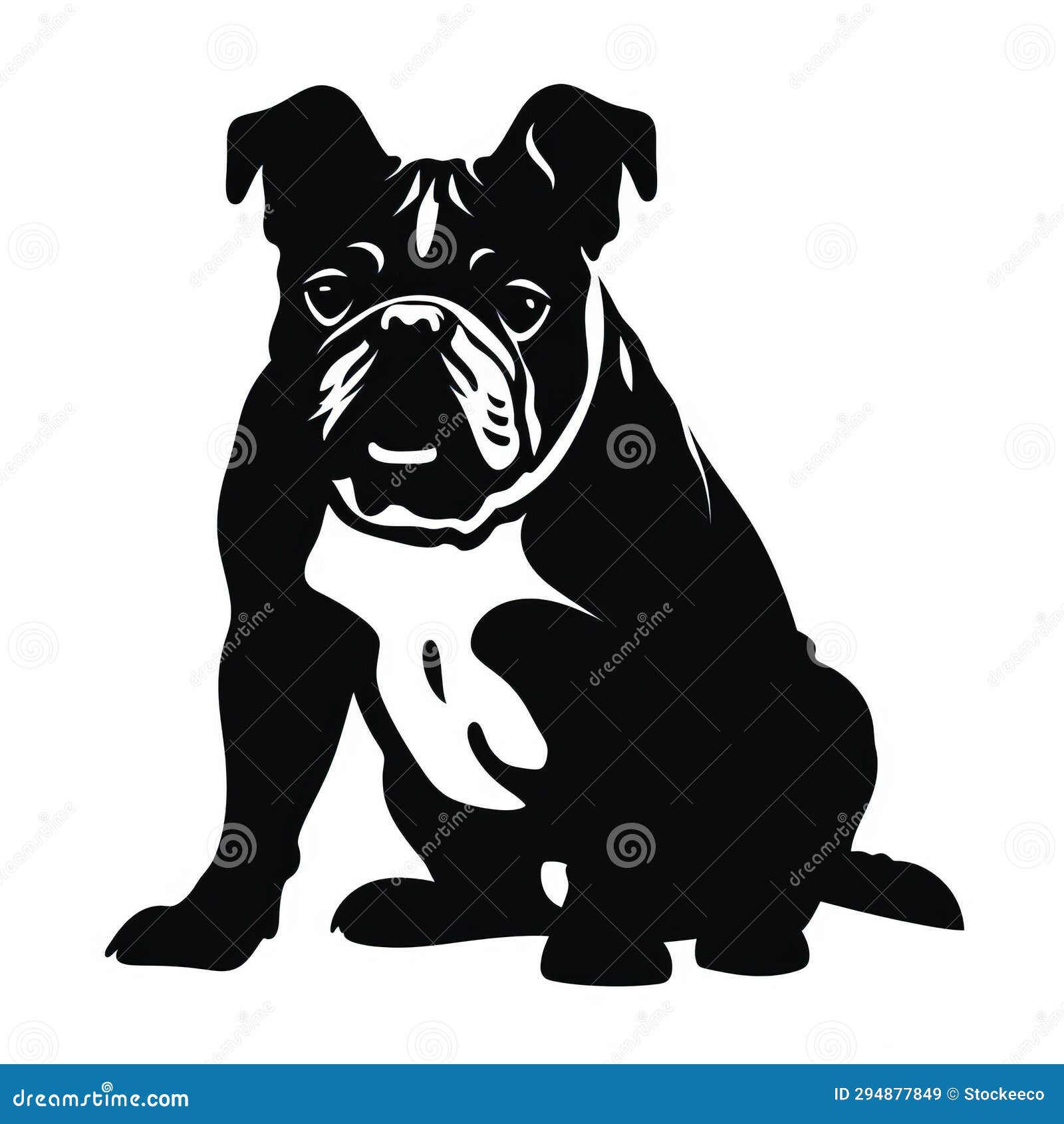 Black and White Bulldog Cut Out Decal - Art Illustration Stock ...