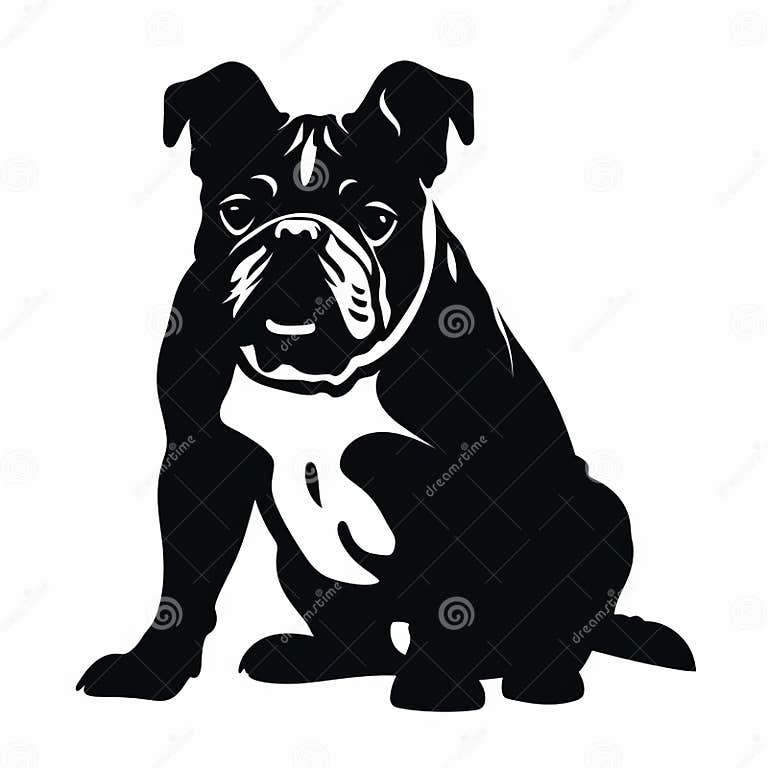 Black and White Bulldog Cut Out Decal - Art Illustration Stock ...
