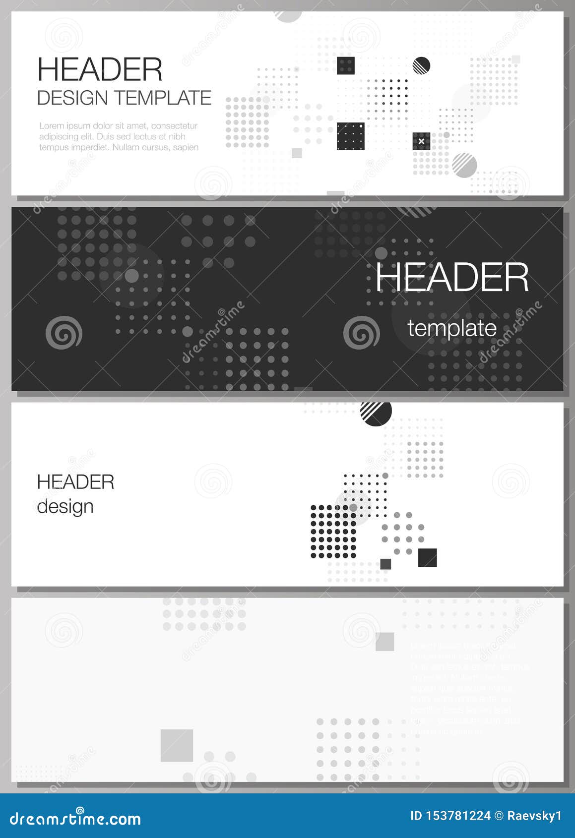 The Minimalistic Vector Illustration of the Editable Layout of Headers ...