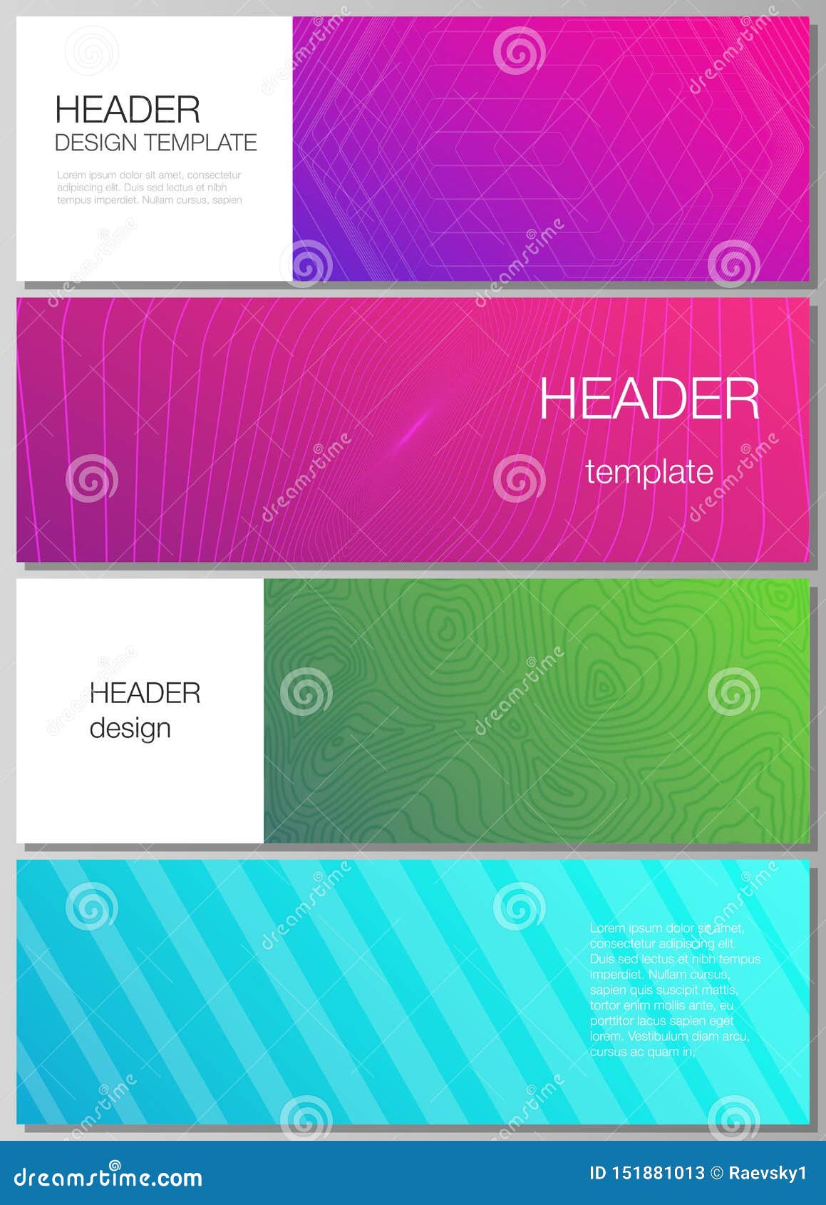 The Minimalistic Vector Illustration of the Editable Layout of Headers ...