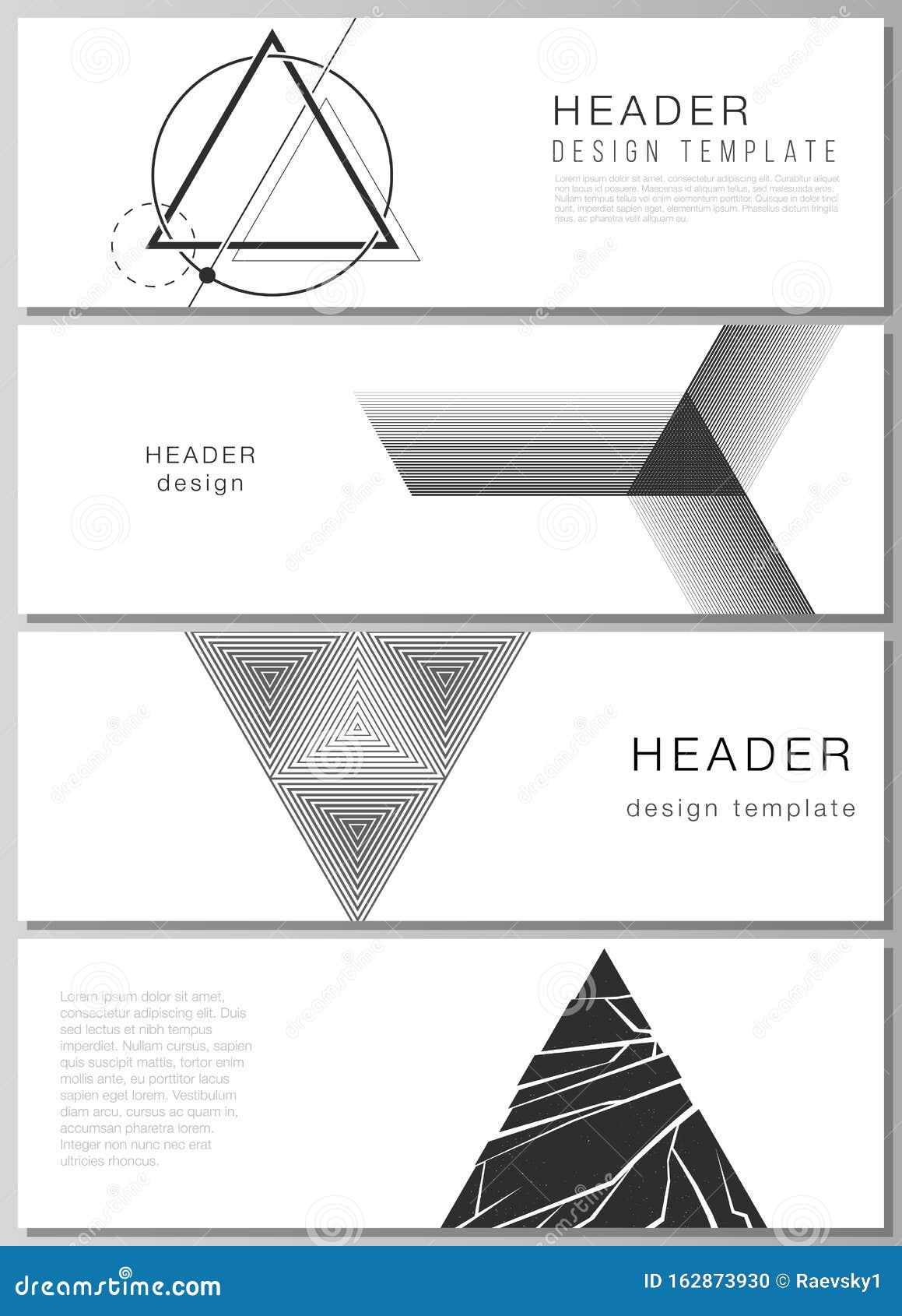 The Minimalistic Vector Illustration of the Editable Layout of Headers ...