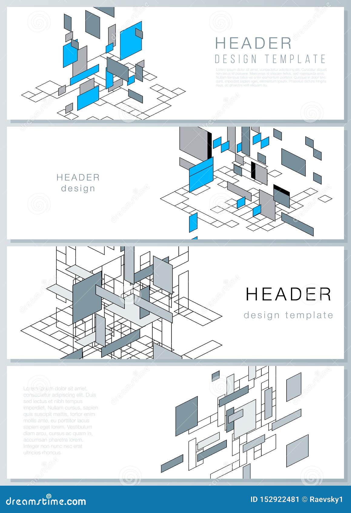 The Minimalistic Vector Illustration of the Editable Layout of Headers ...