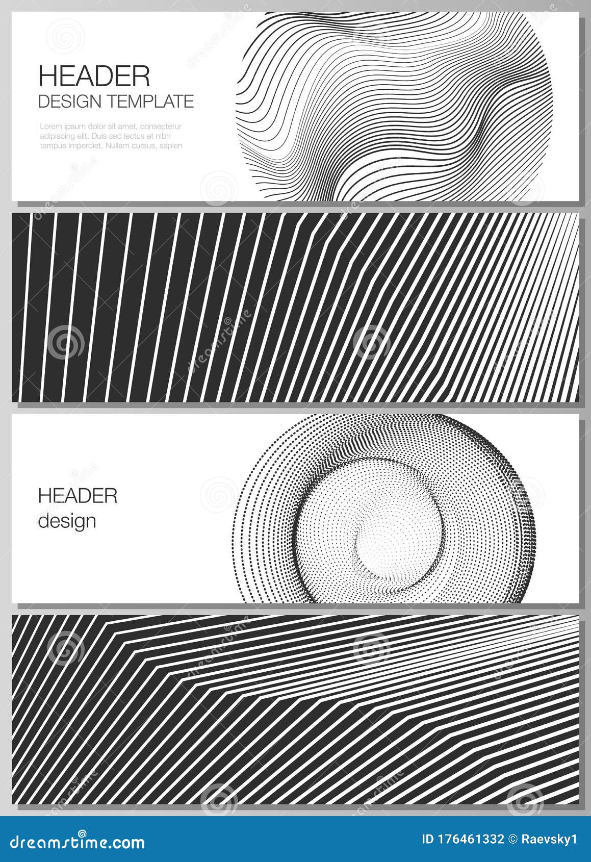 The Minimalistic Vector Illustration of the Editable Layout of Headers ...
