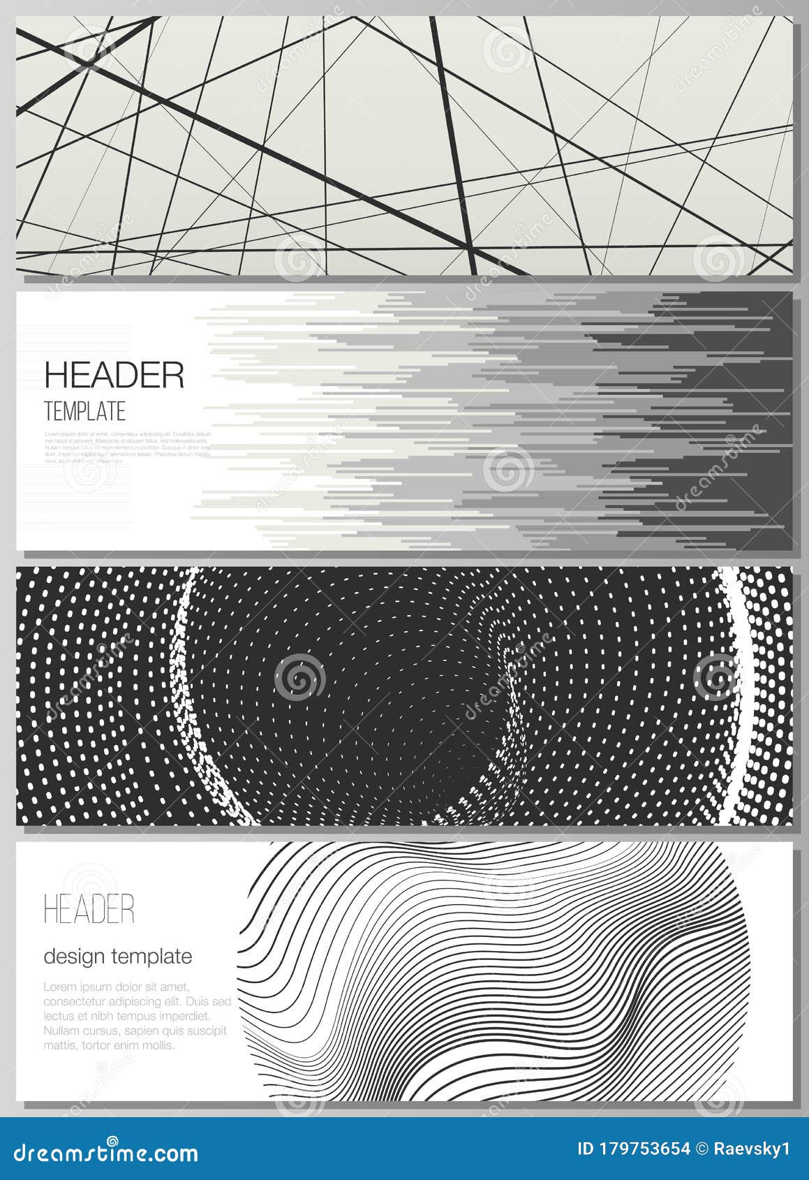 The Minimalistic Vector Illustration of the Editable Layout of Headers ...