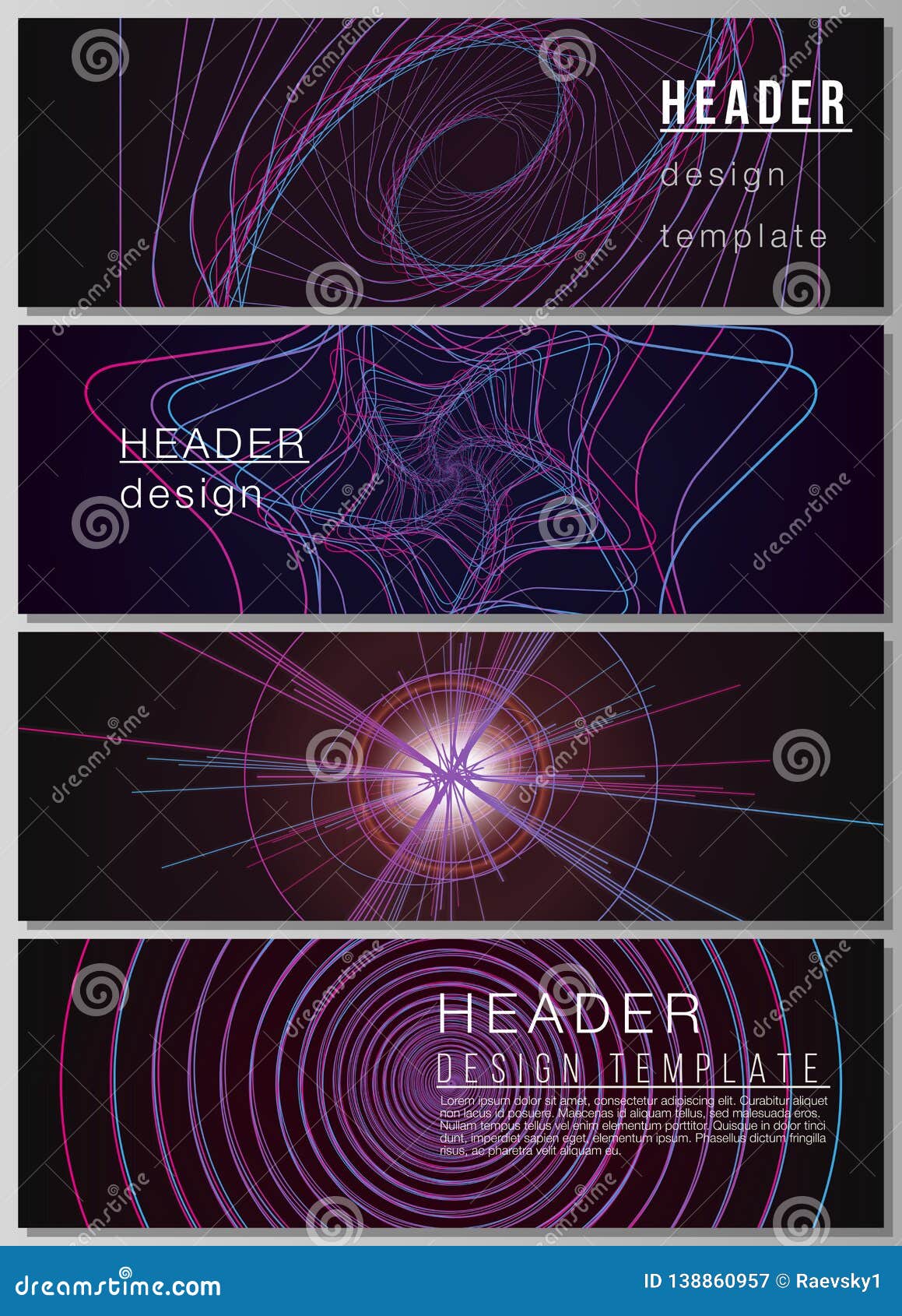 The Minimalistic Vector Illustration of the Editable Layout of Headers ...