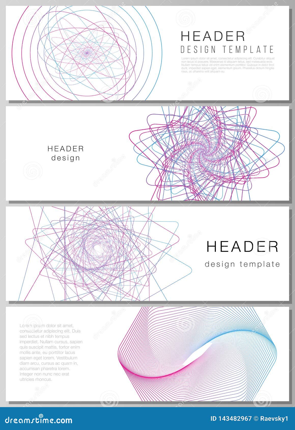 The Minimalistic Vector Illustration of the Editable Layout of Headers ...