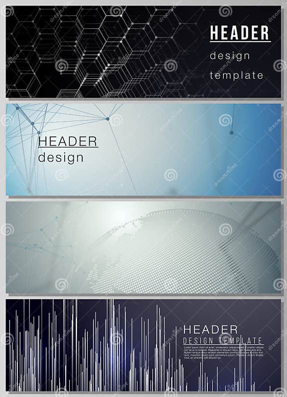 The Minimalistic Vector Illustration of the Editable Layout of Headers ...