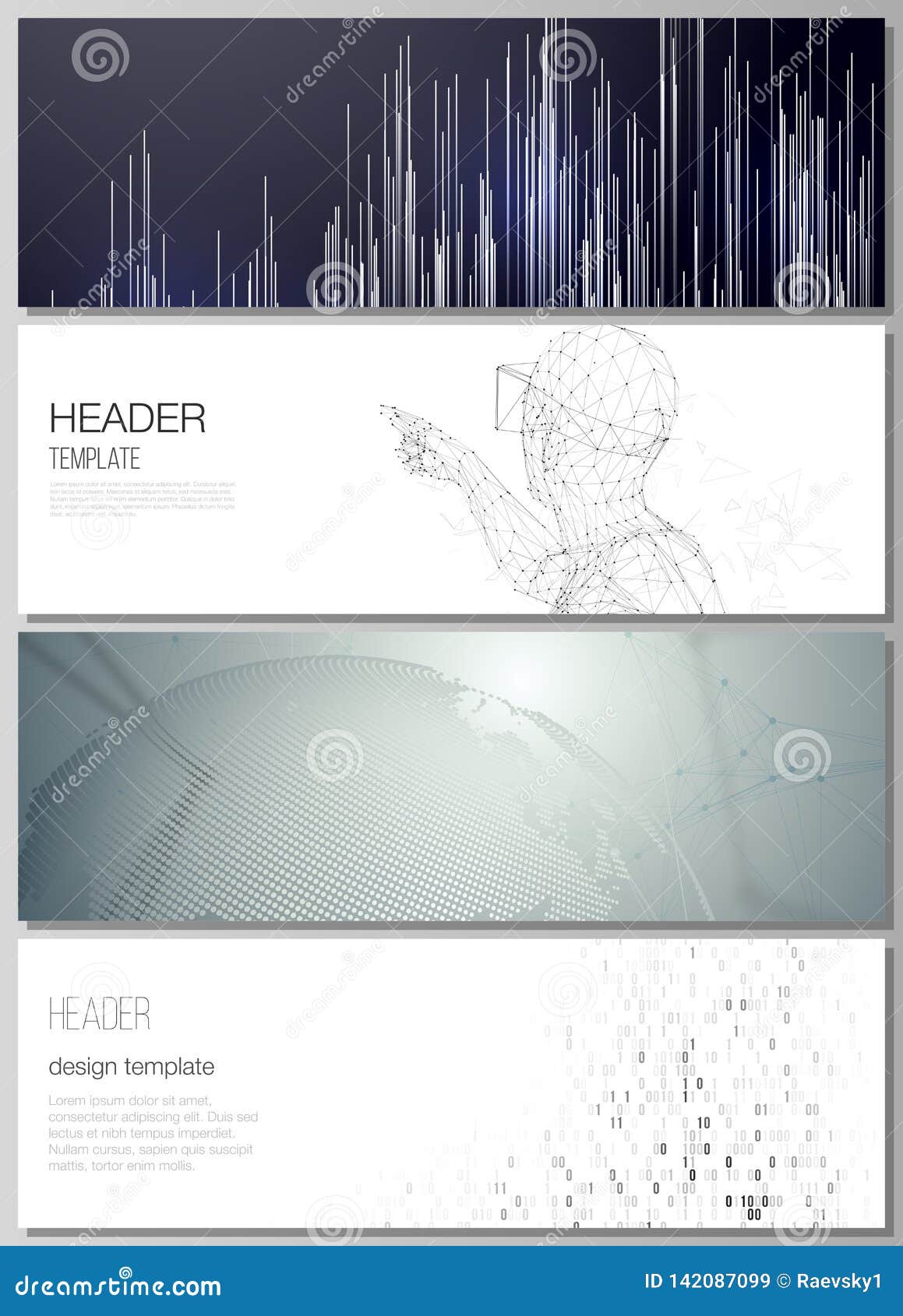 The Minimalistic Vector Illustration of the Editable Layout of Headers ...