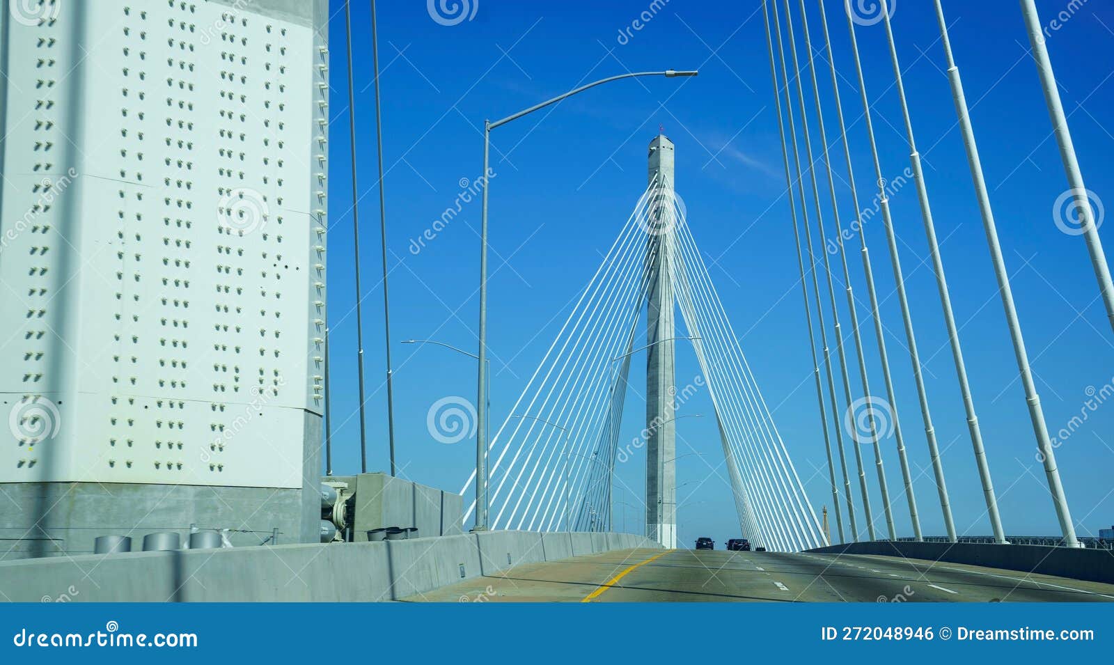 Modern Suspension Bridge Lit With Blue And Gold Over The Osum River In ...
