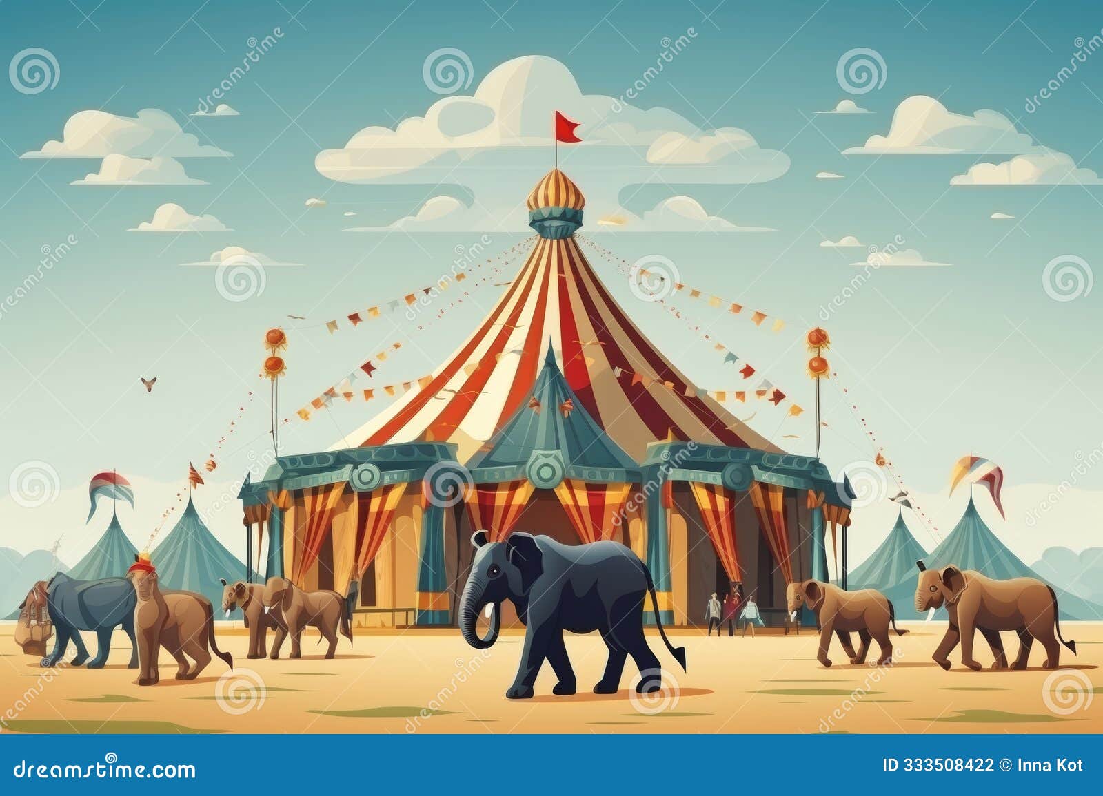Minimalistic Circus Concept Design With Acrobats And Colorful Confetti ...
